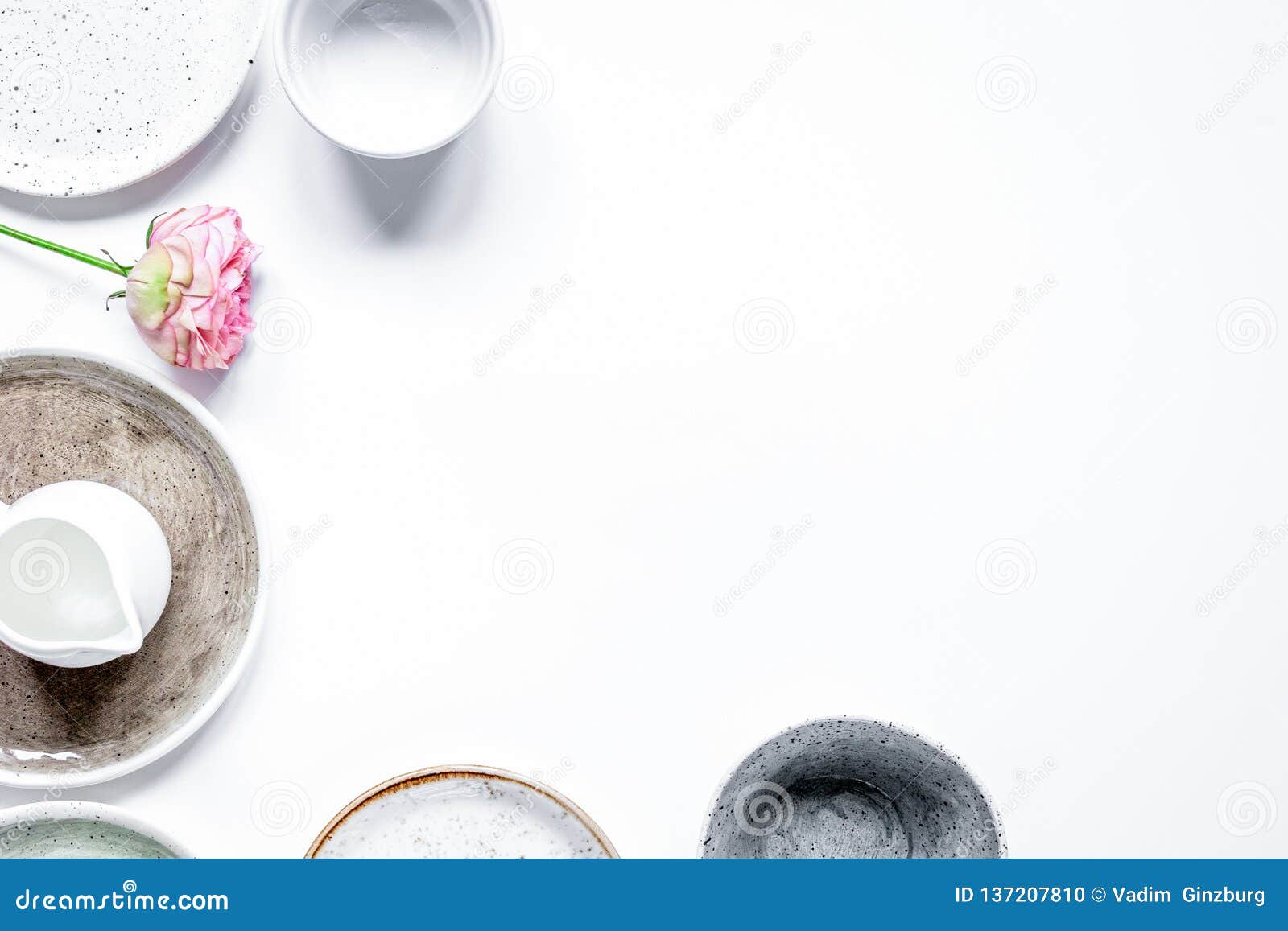 Ceramic Tableware Top View on White Background Mock Up Stock Photo ...