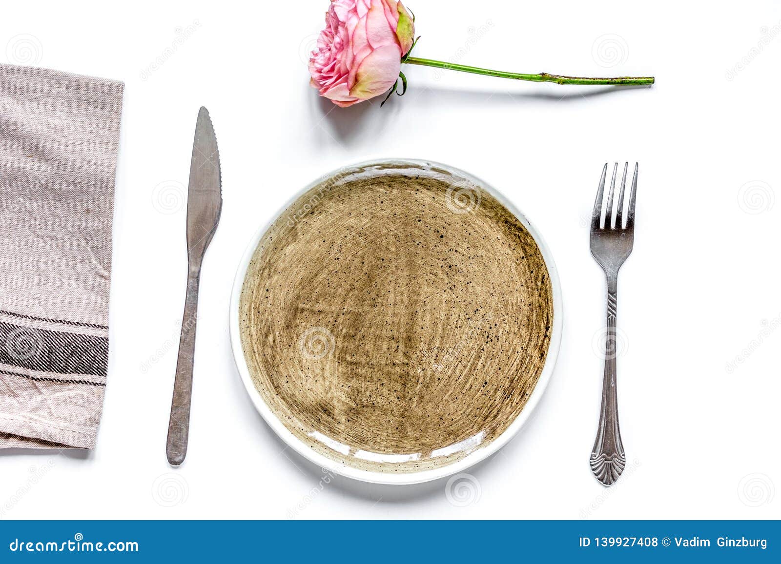 Ceramic Tableware Top View on White Background Mock Up Stock Photo ...