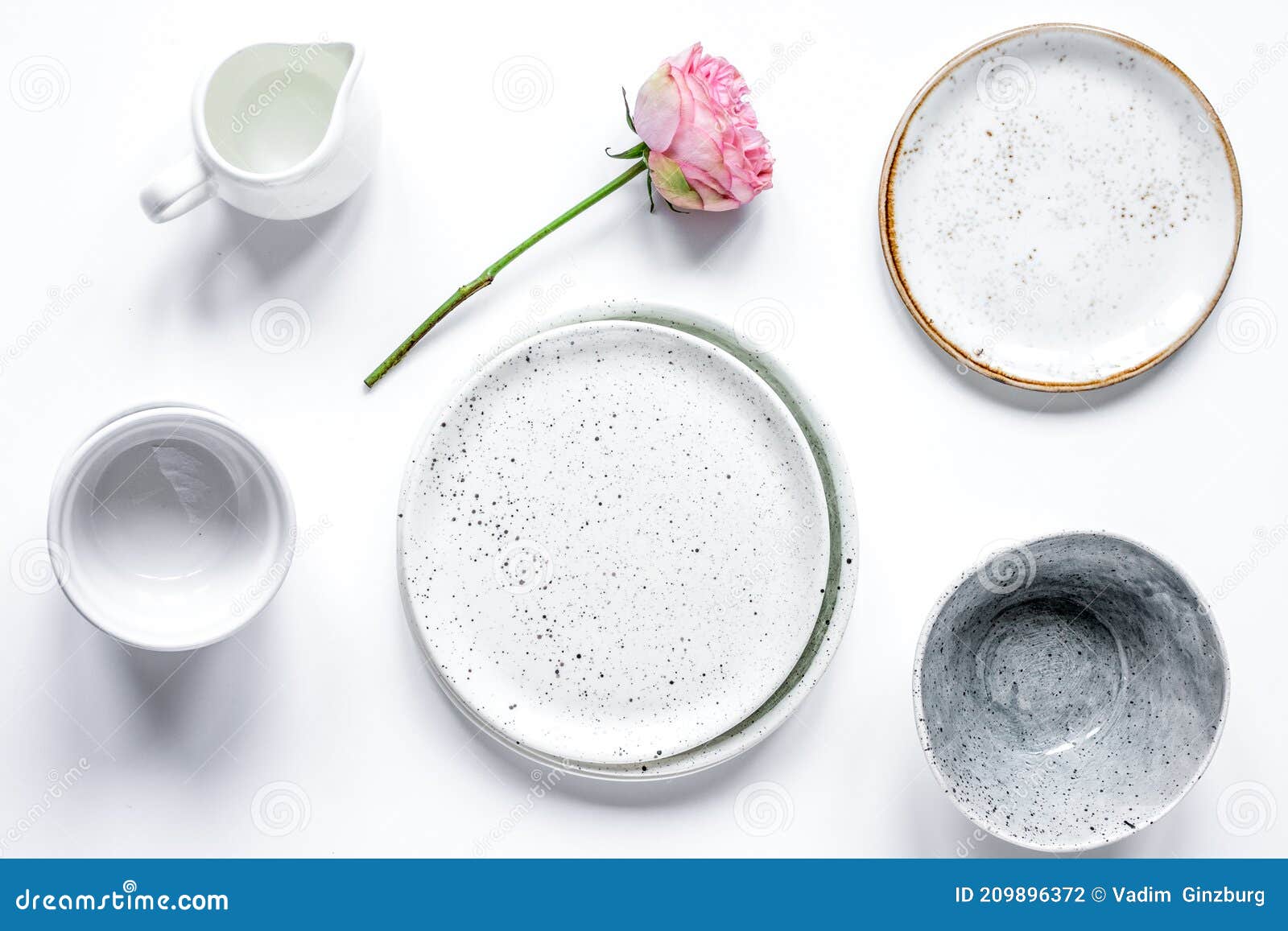 Ceramic Tableware Top View on White Background Mock Up Stock Photo ...