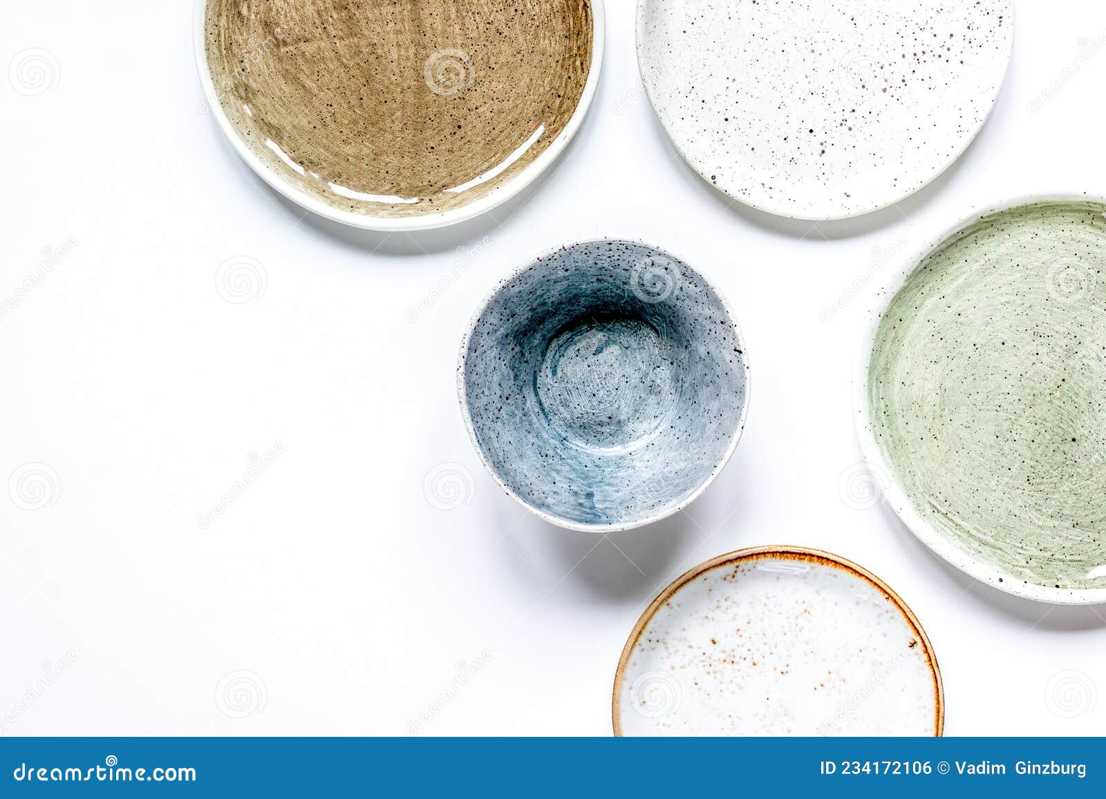 Ceramic Tableware Top View on White Background Mock Up Stock Photo ...