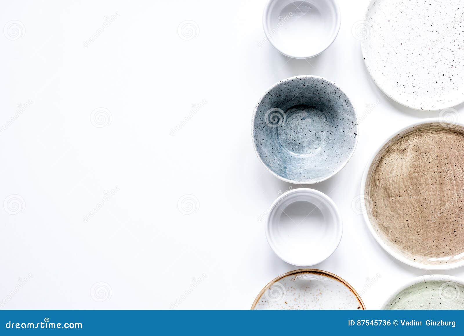 Ceramic Tableware Top View on White Background Mock Up Stock Photo ...