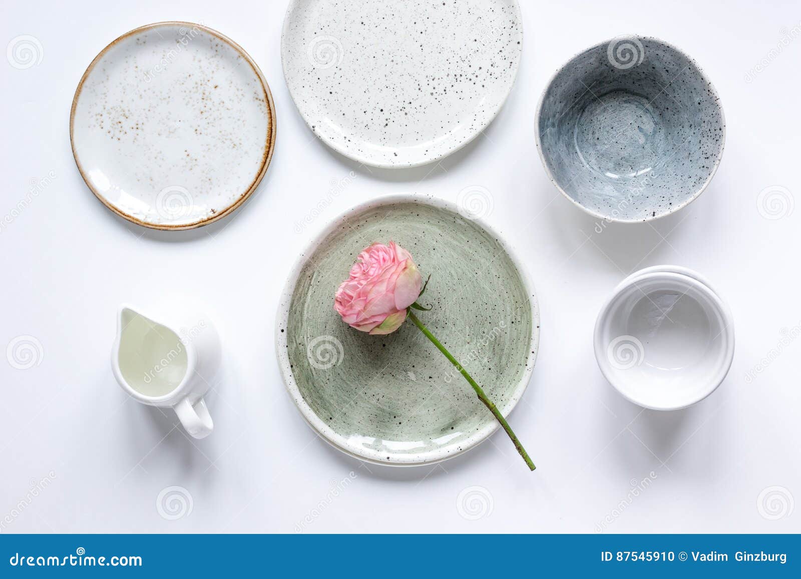 Ceramic Tableware Top View on White Background Mock Up Stock Photo ...