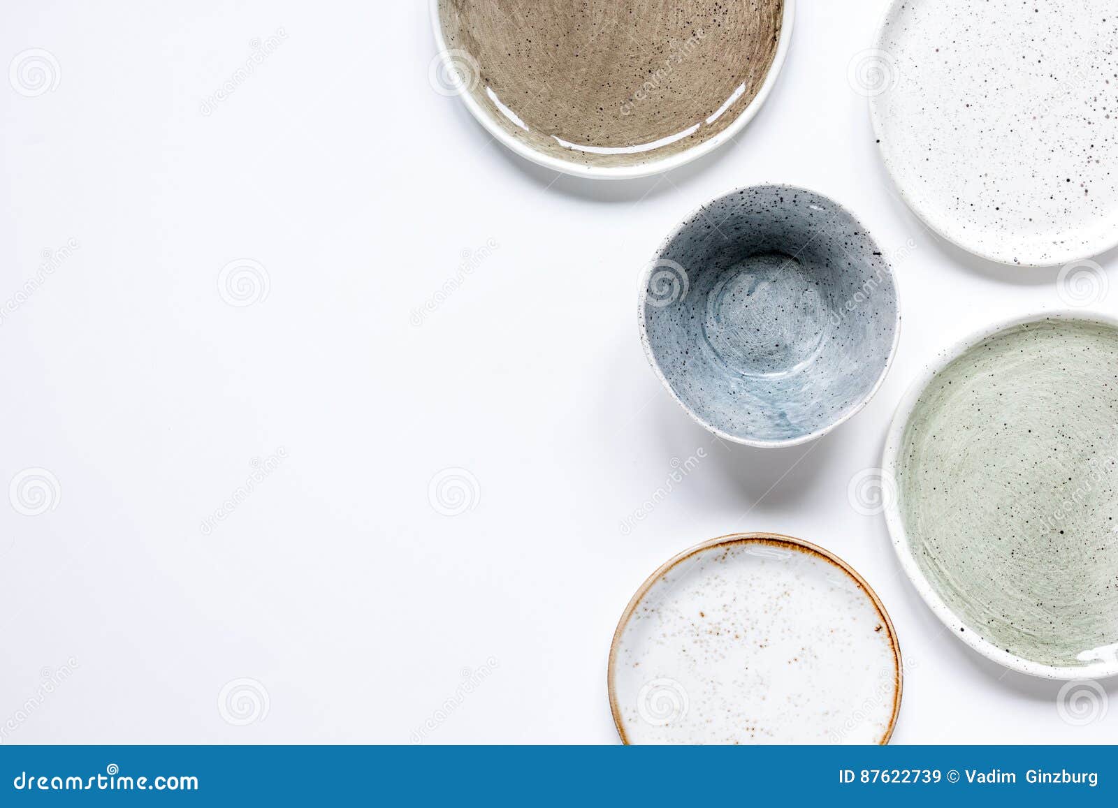 Ceramic Tableware Top View on White Background Mock Up Stock Image ...