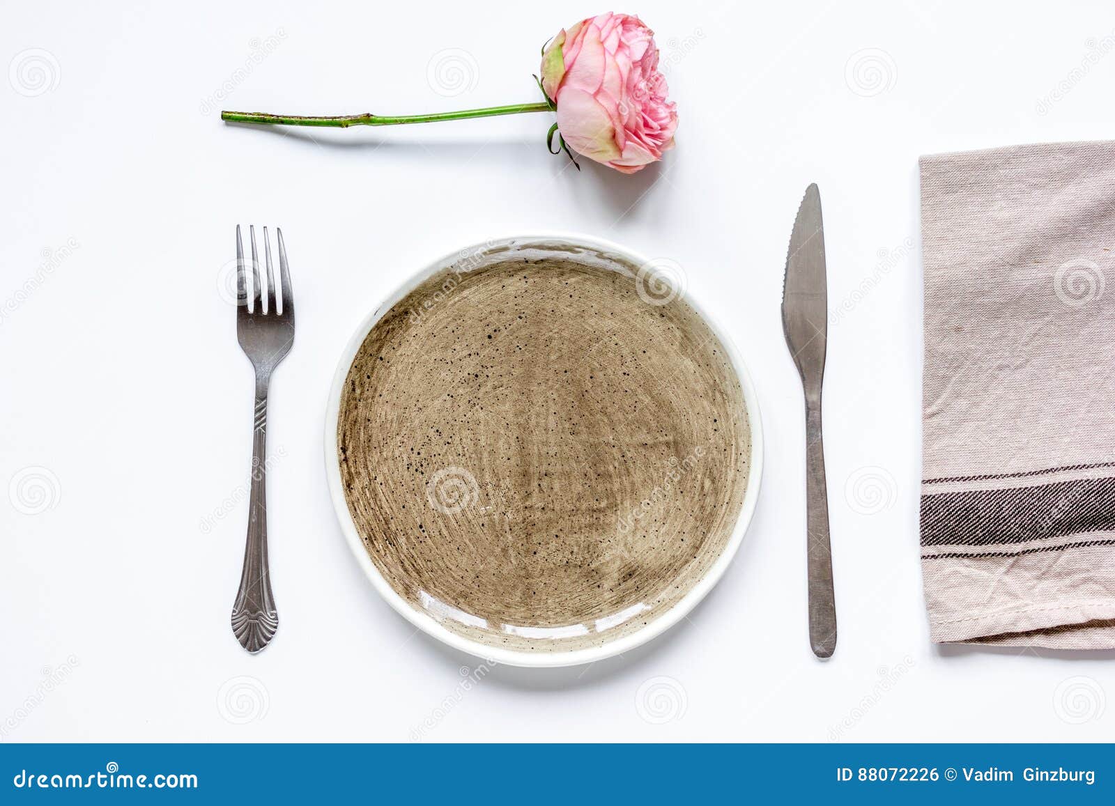 Ceramic Tableware Top View on White Background Mock Up Stock Photo ...