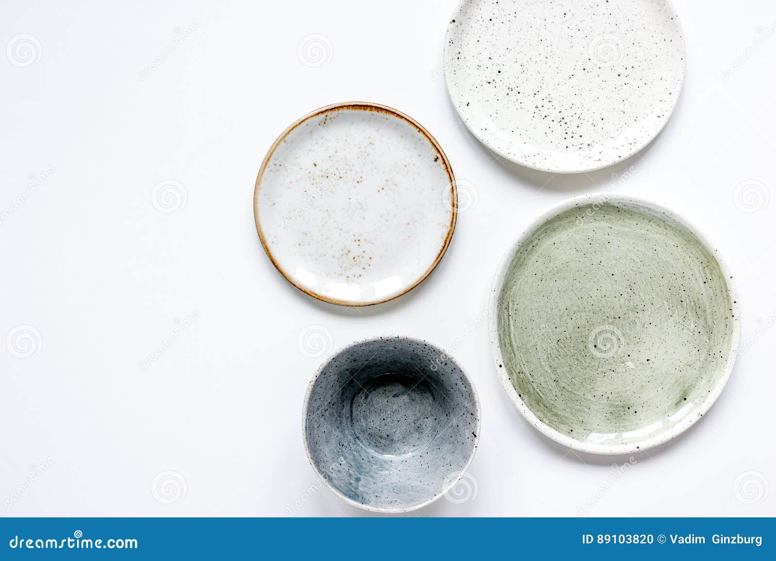 Ceramic Tableware Top View on White Background Mock Up Stock Photo ...