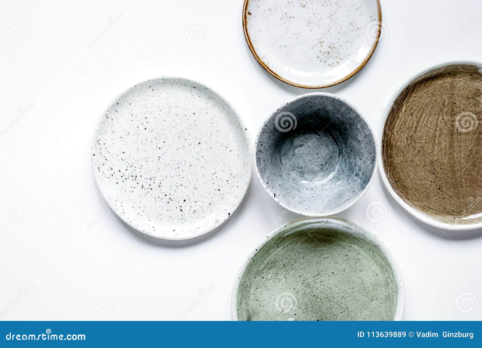 Ceramic Tableware Top View on White Background Mock Up Stock Image ...