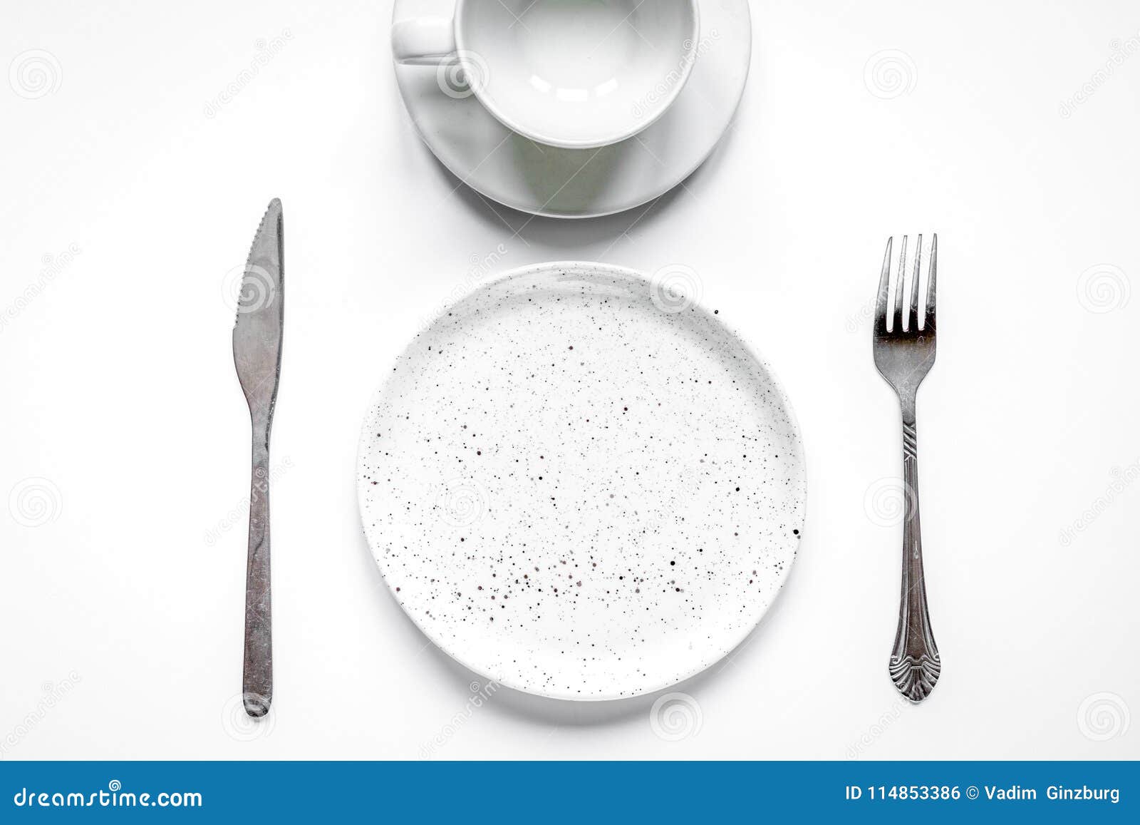 Ceramic Tableware Top View on White Background Mock Up Stock Photo ...