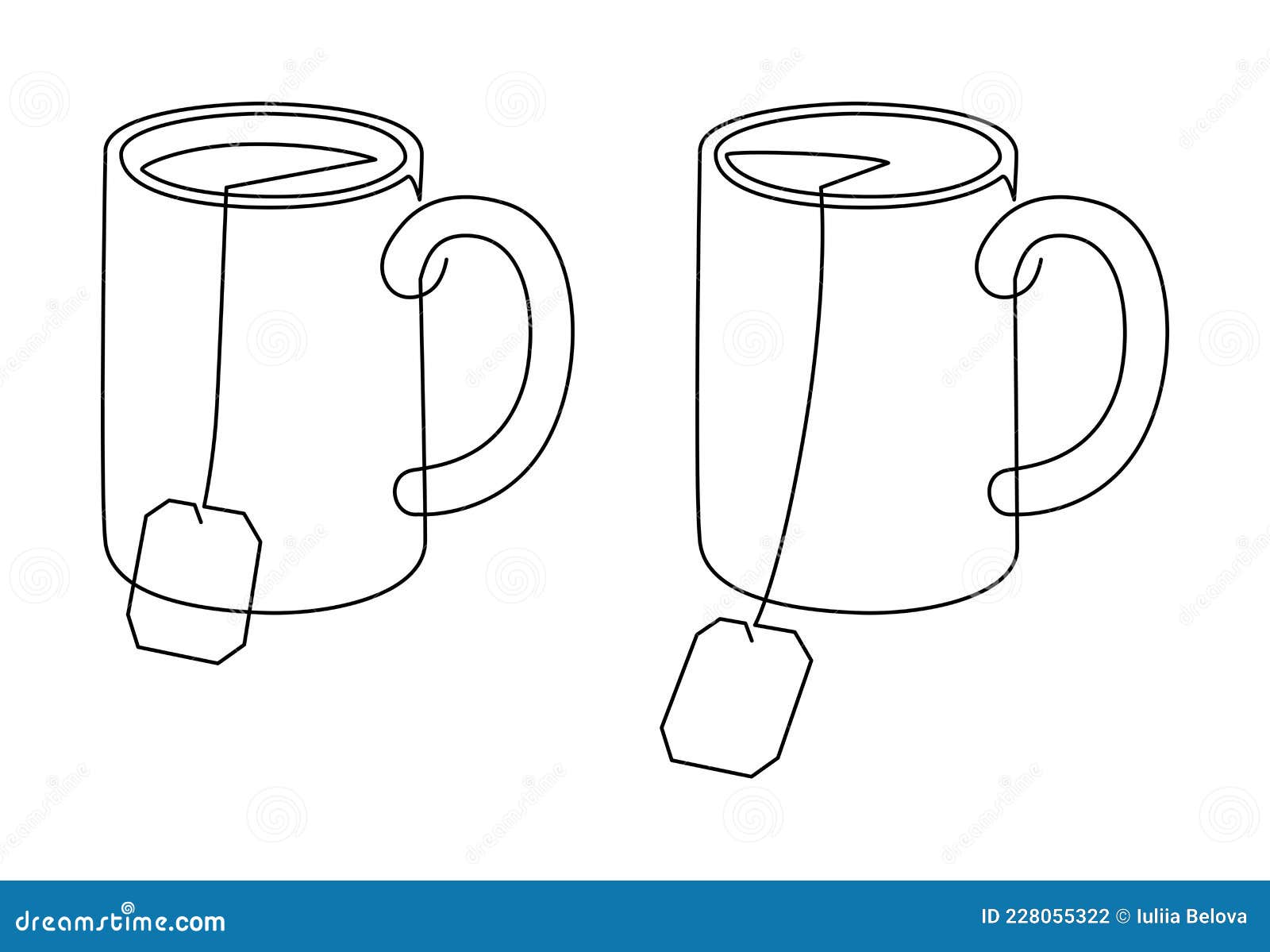 Ceramic Tea Mug with Tea Bag Label. Continuous Line Drawing Stock ...