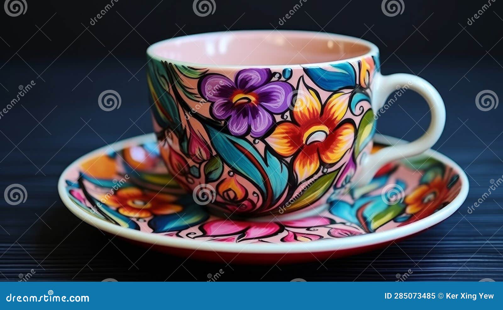 Ceramic Teacup and Saucer Set Stock Illustration - Illustration of ...