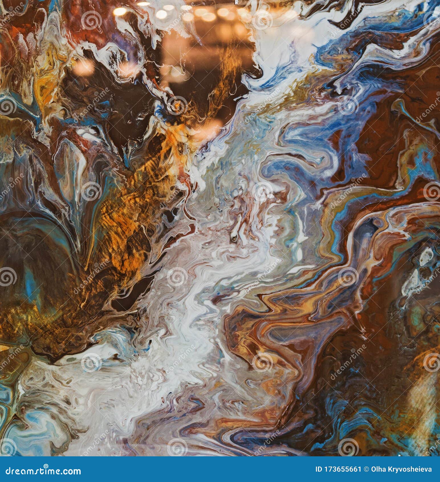 Ceramic Tile with Abstract Pattern Using Fluid Acrylic Technique ...