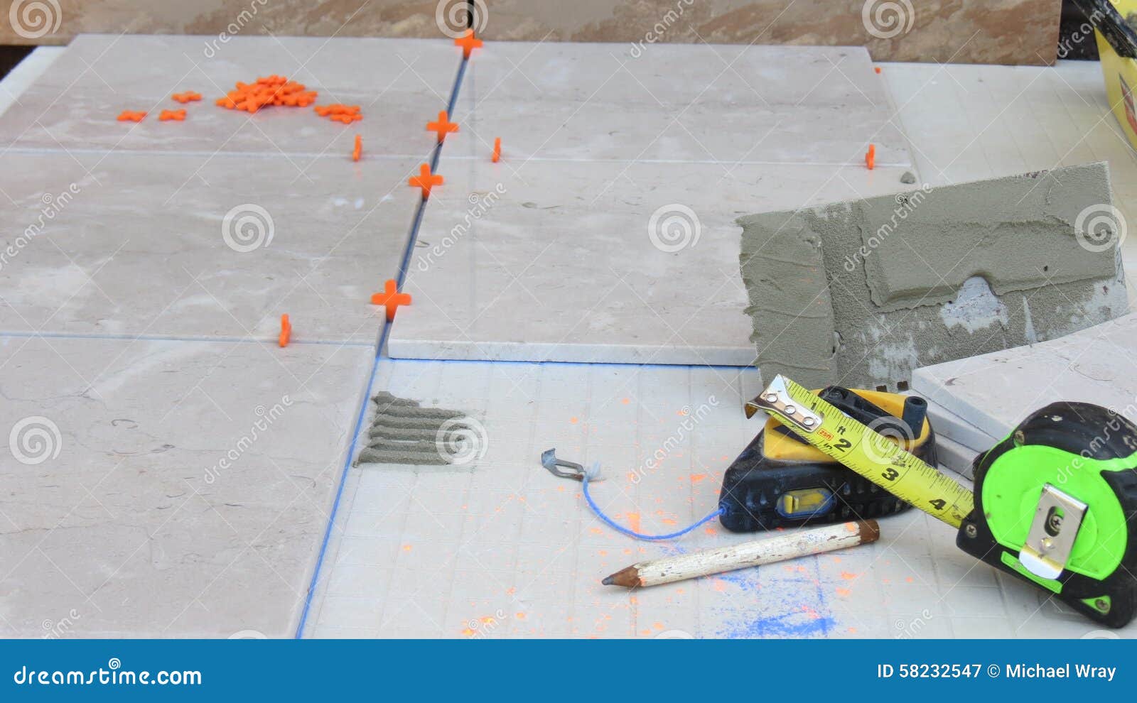 Ceramic Tile on Backer-board Stock Image - Image of trowel, martor ...