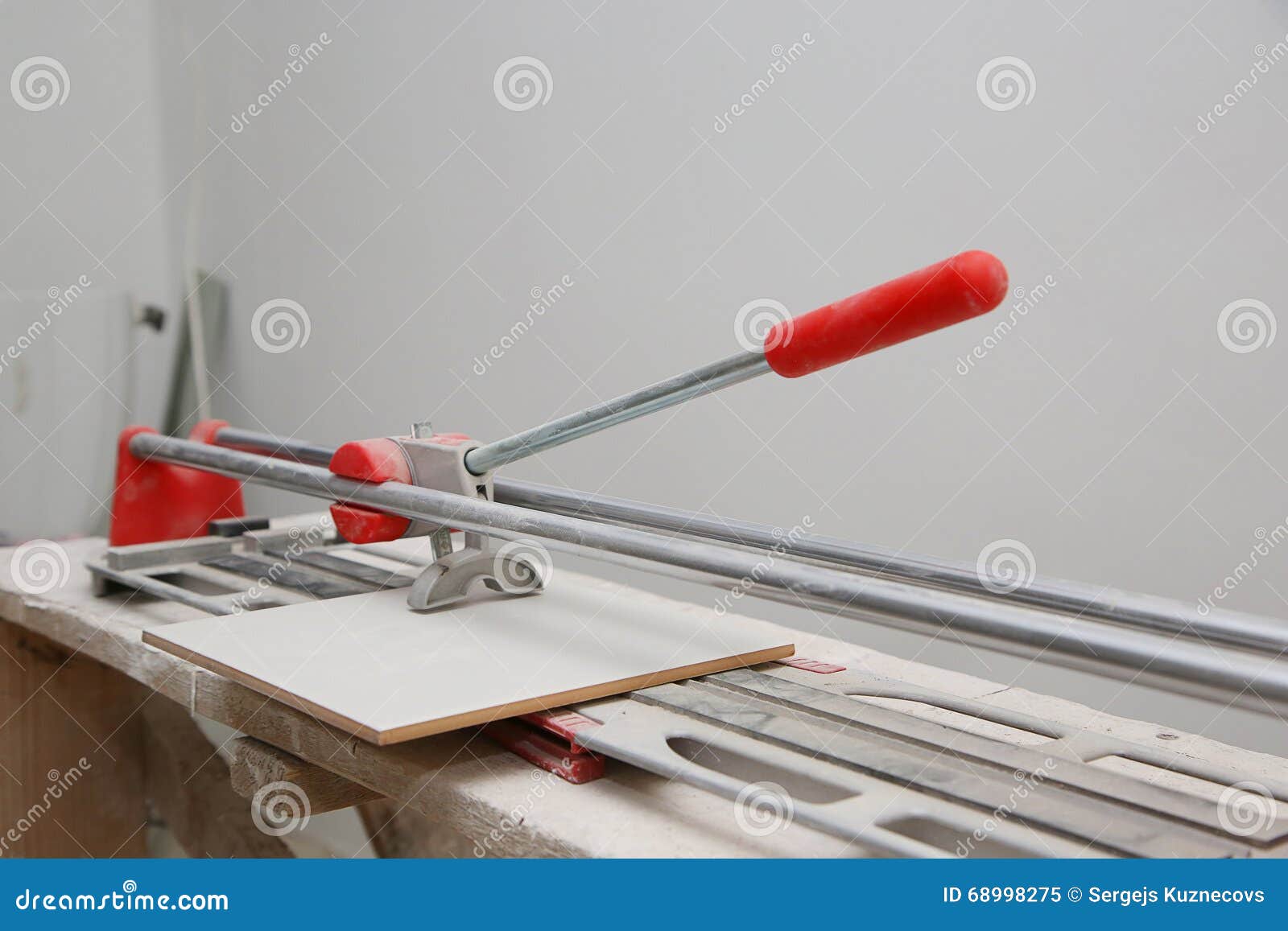 Ceramic Tile Cutter with Tile Stock Image - Image of hand, cutter: 68998275