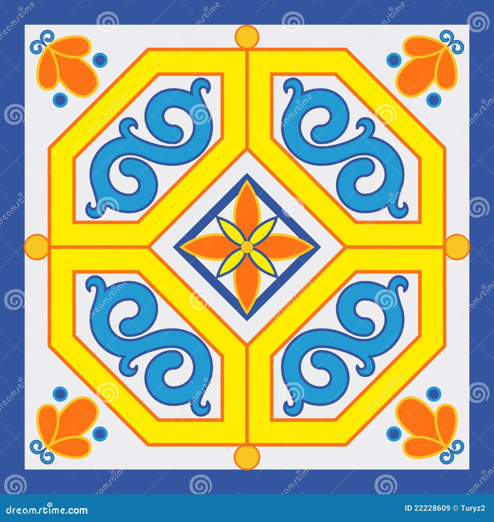Ceramic Tile Decoration in Old Sicilian Style Stock Vector ...