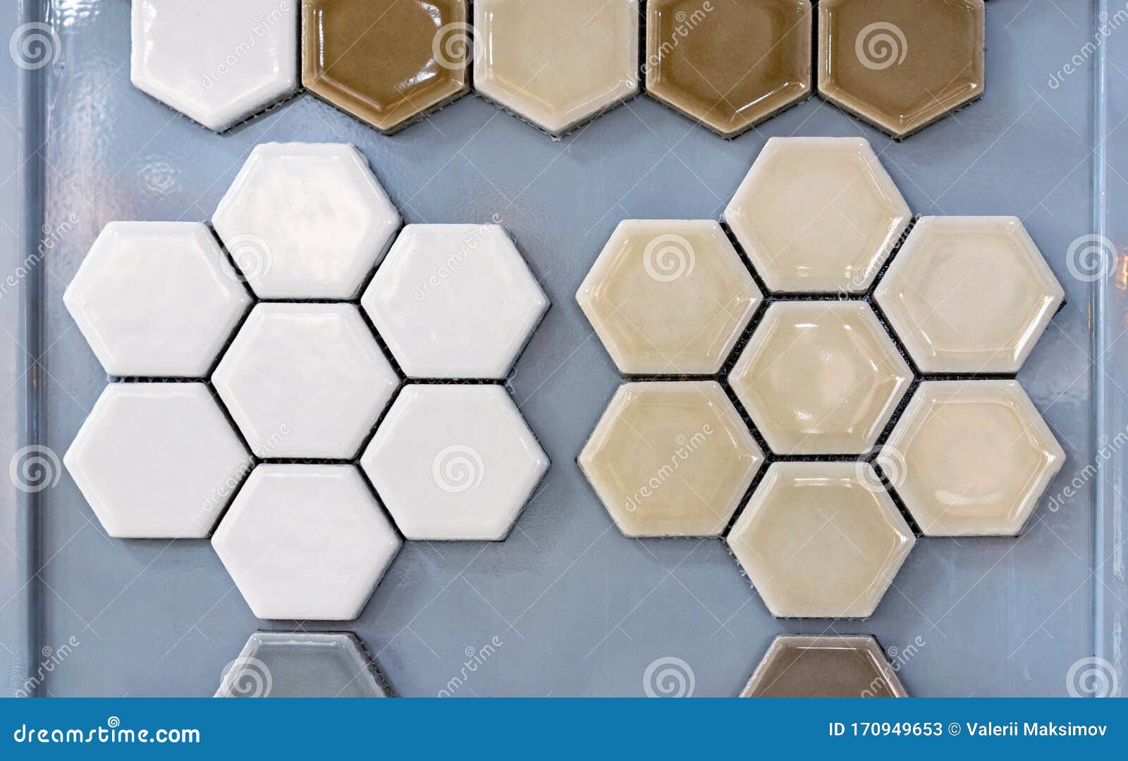 Ceramic Tile in the Form of Honeycombs. Hexagonal Floor Tiles Stock ...
