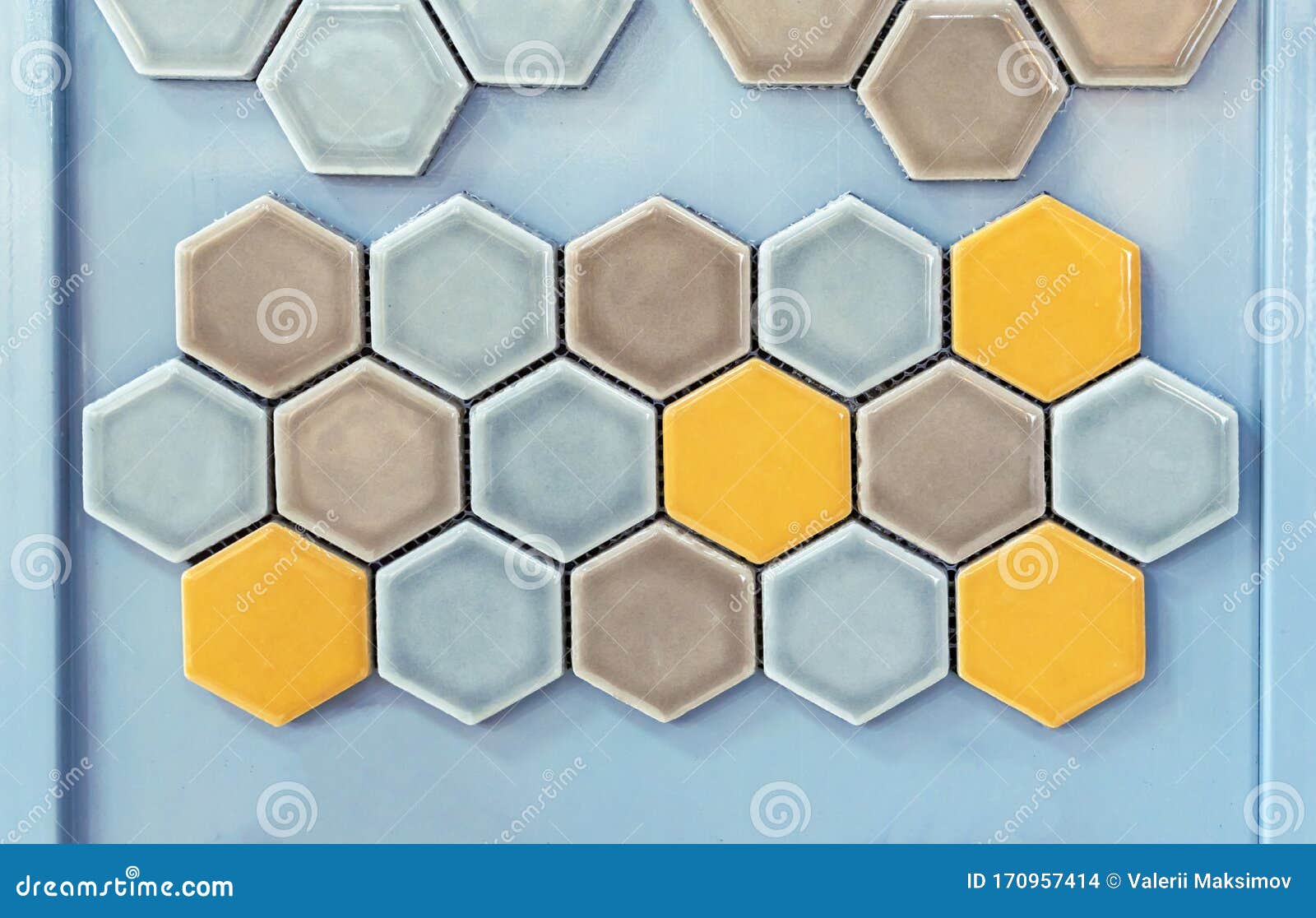 Ceramic Tile in the Form of Honeycombs. Hexagonal Floor Tiles Stock ...
