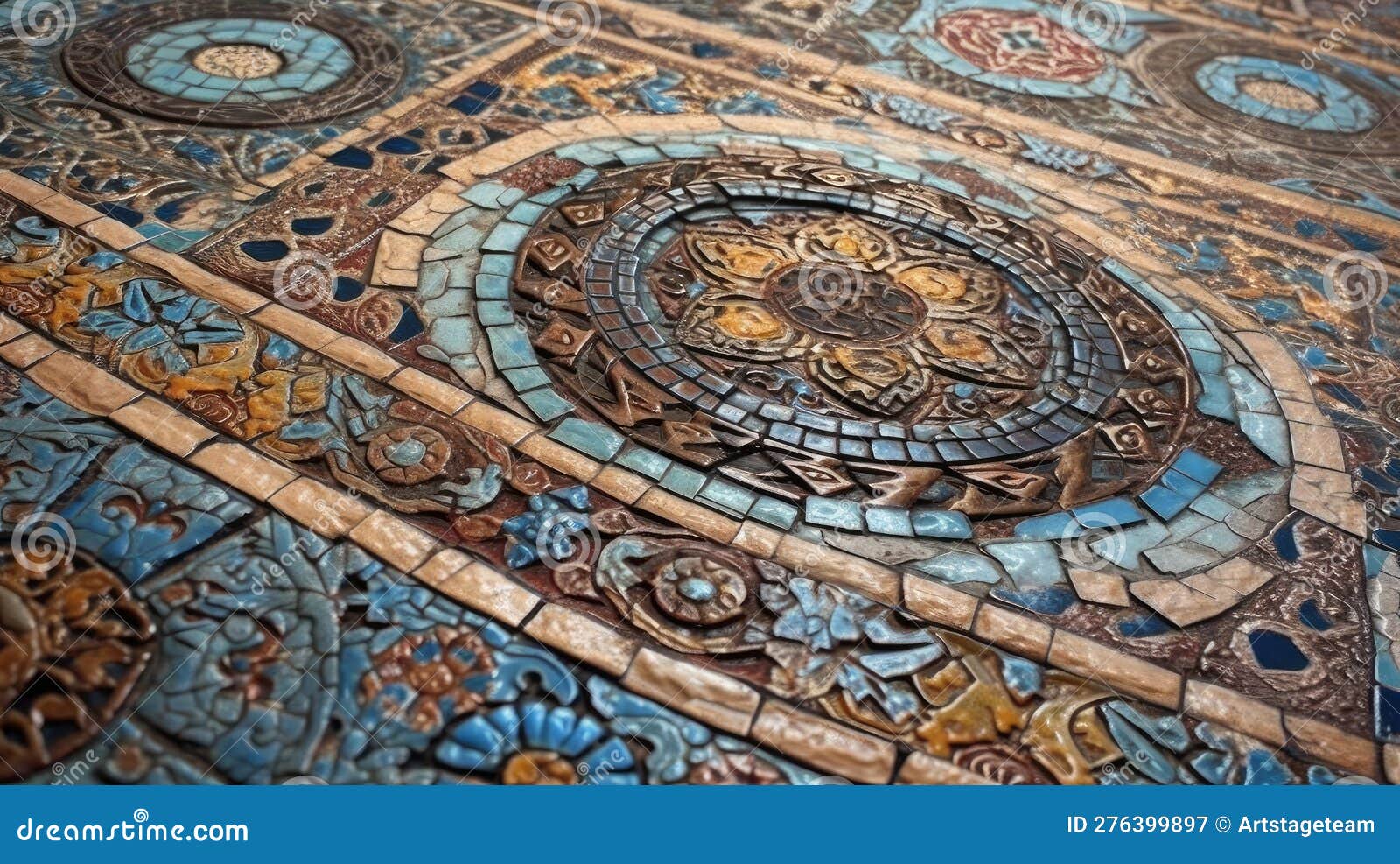 A Ceramic Tile with Intricate Patterns of Colored. AI Generated Stock ...