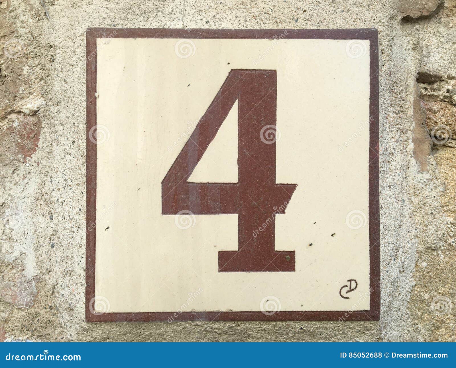 Ceramic Tile with Number Four 4 Stock Photo - Image of number, mark ...