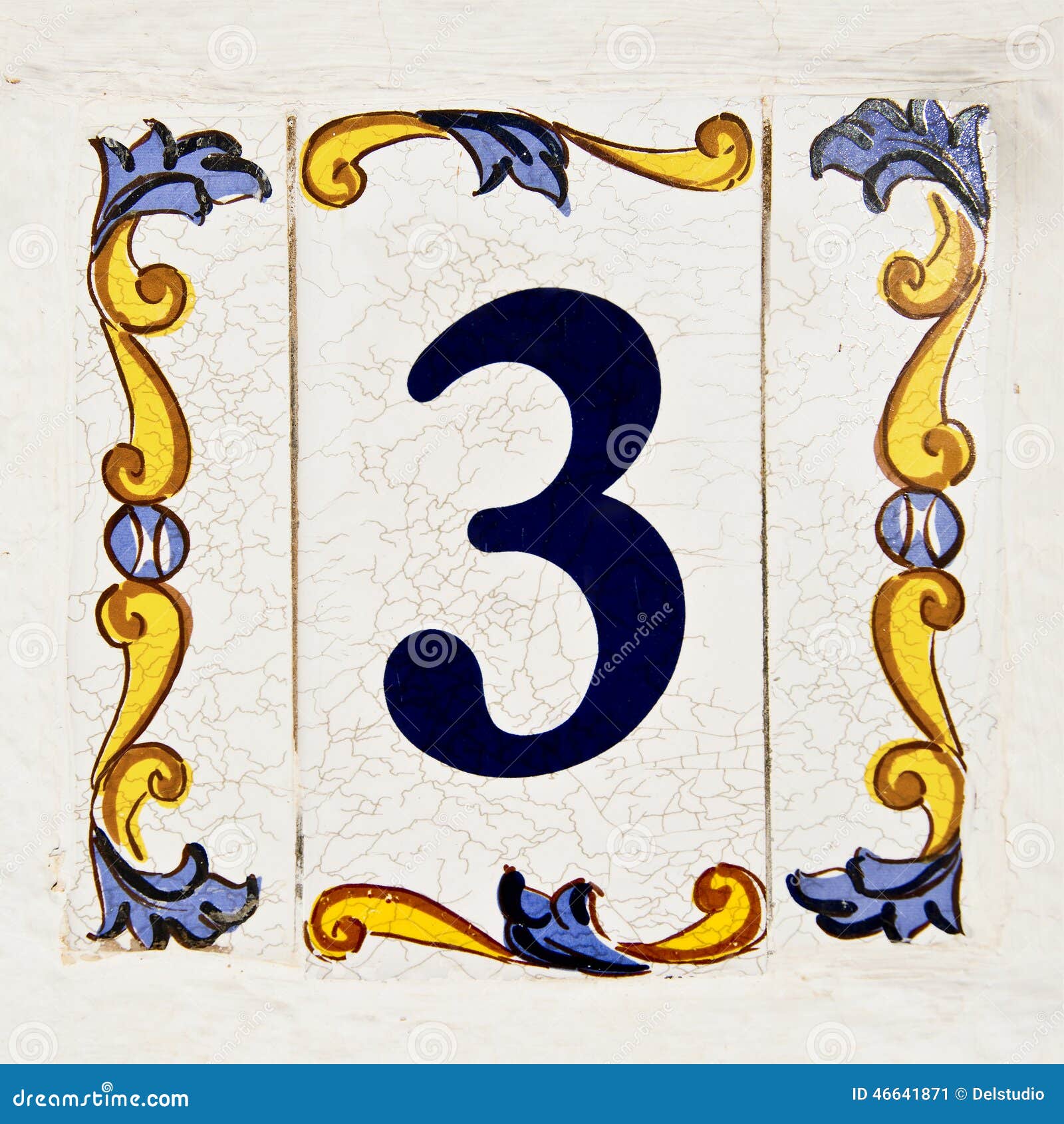 Ceramic tile, number 3 stock image. Image of mediterranean - 46641871