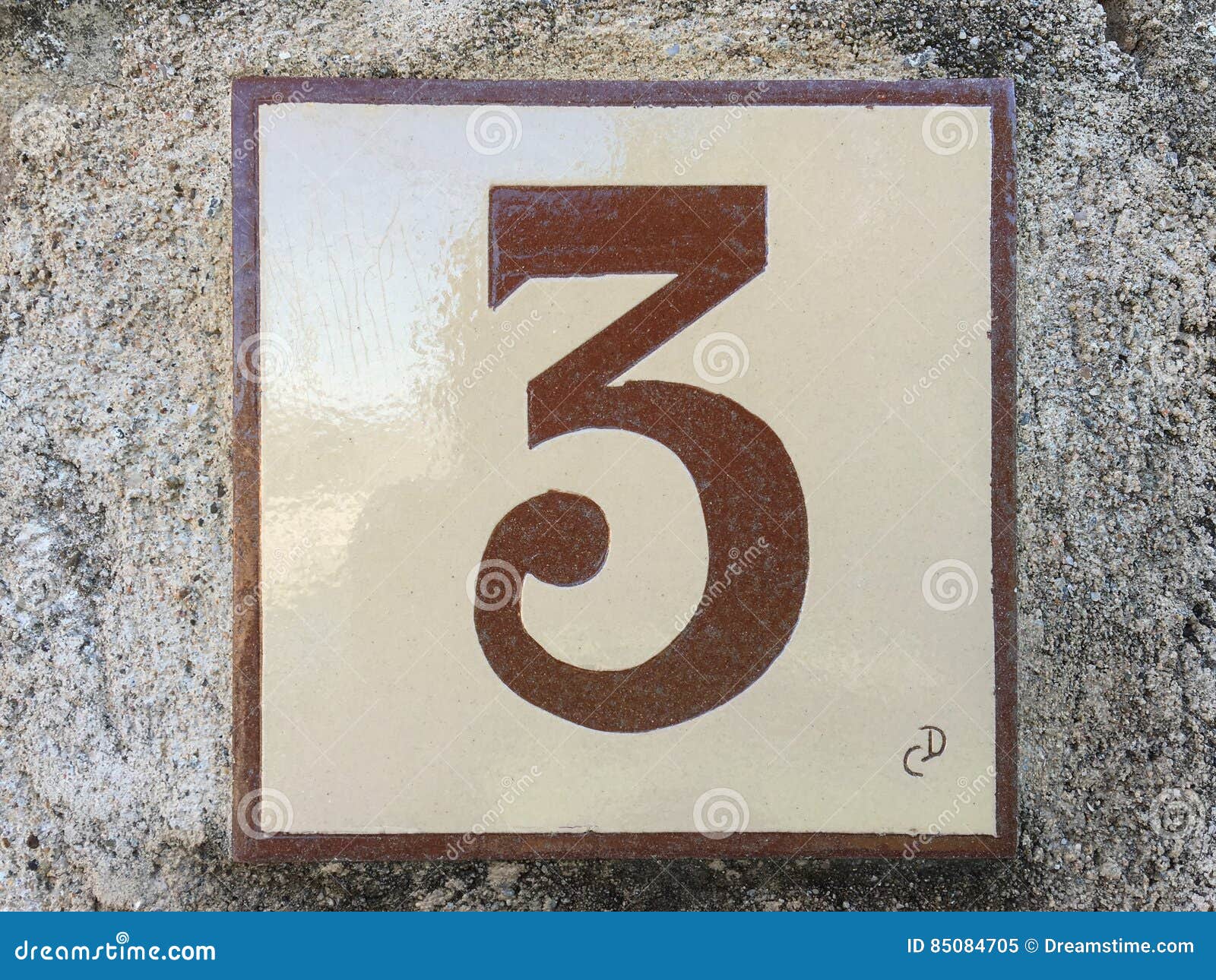Ceramic Tile with Number Three 3 Stock Image - Image of house, number ...