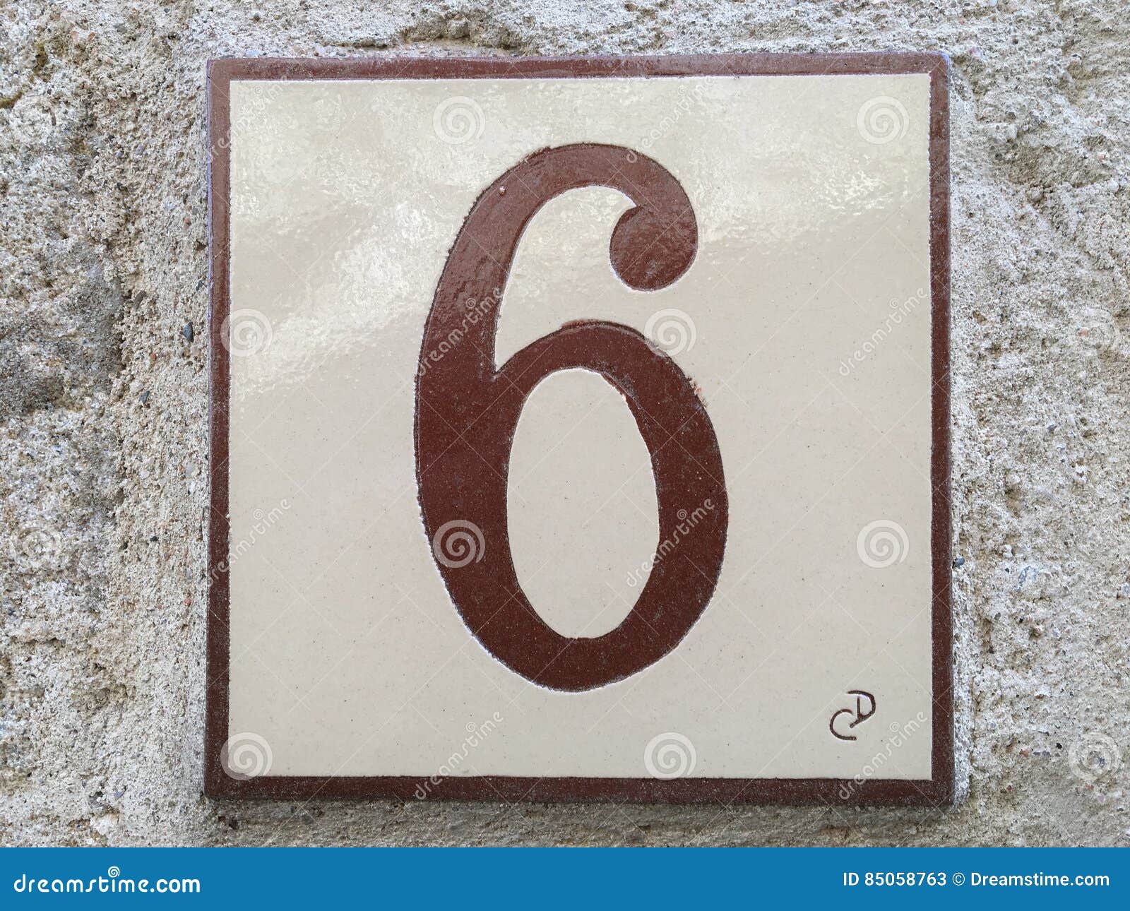 Ceramic Tile with Numer Six 6 Stock Image - Image of building, tile ...