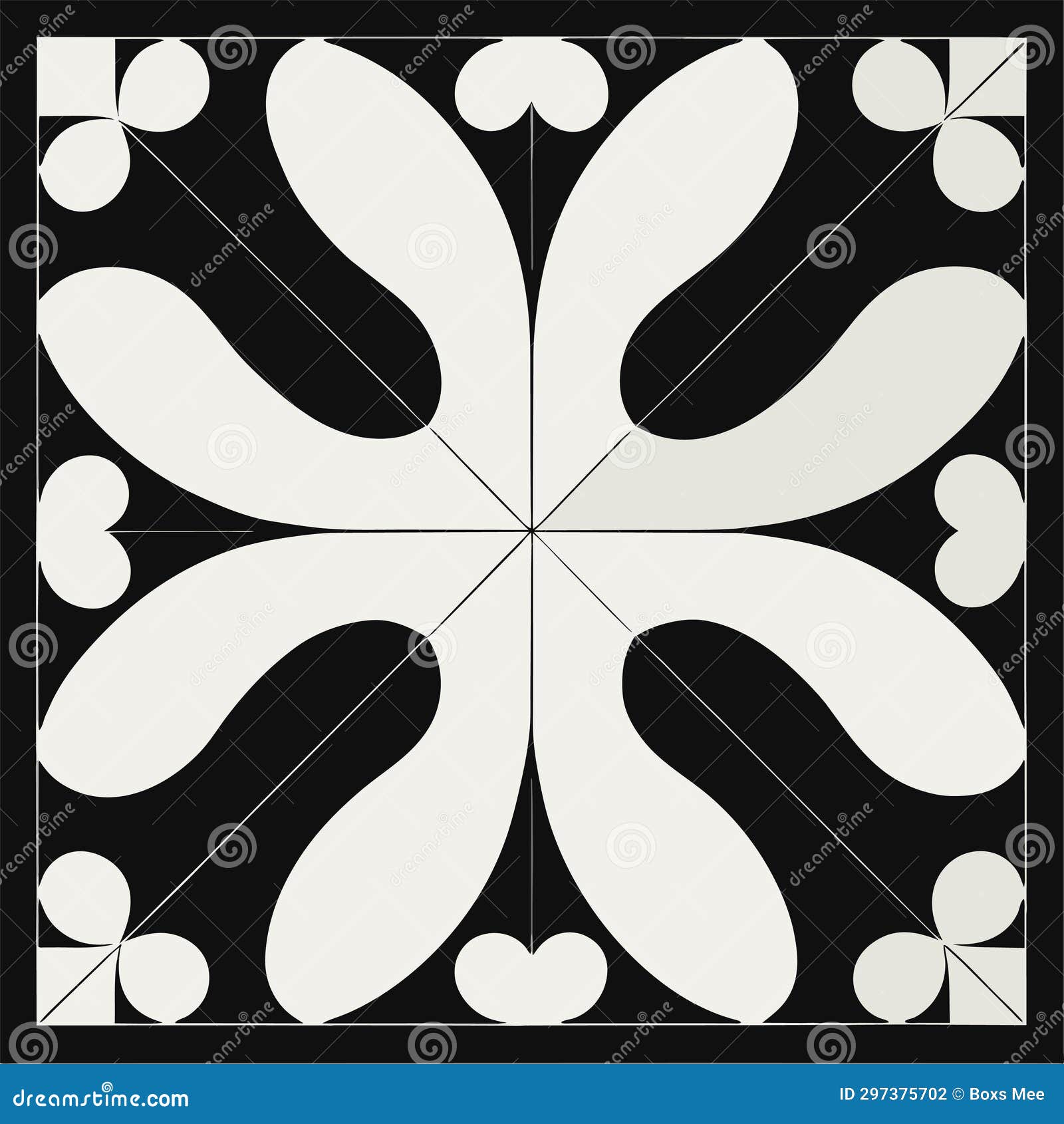 Ceramic Tile Pattern. Black and White Ceramic Tile Pattern Stock Vector ...