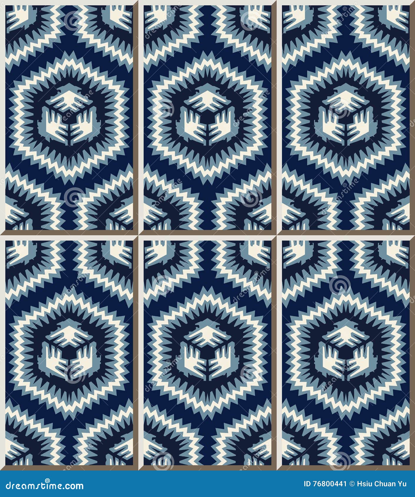 Ceramic Tile Pattern 452 Blue Sawtooth Side Polygon Geometry Stock ...