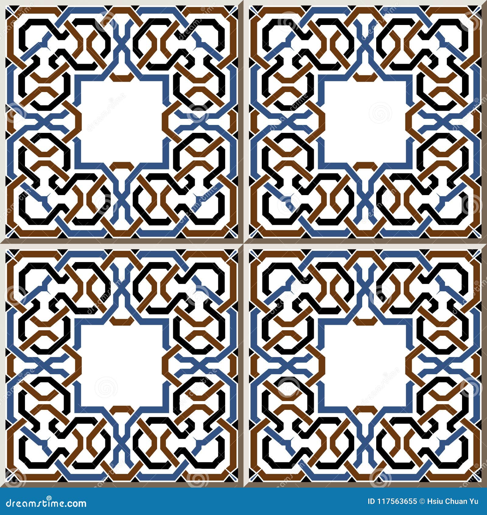 Ceramic Tile Pattern Colorful Polygon Square Geometry Cross Frame Chain ...