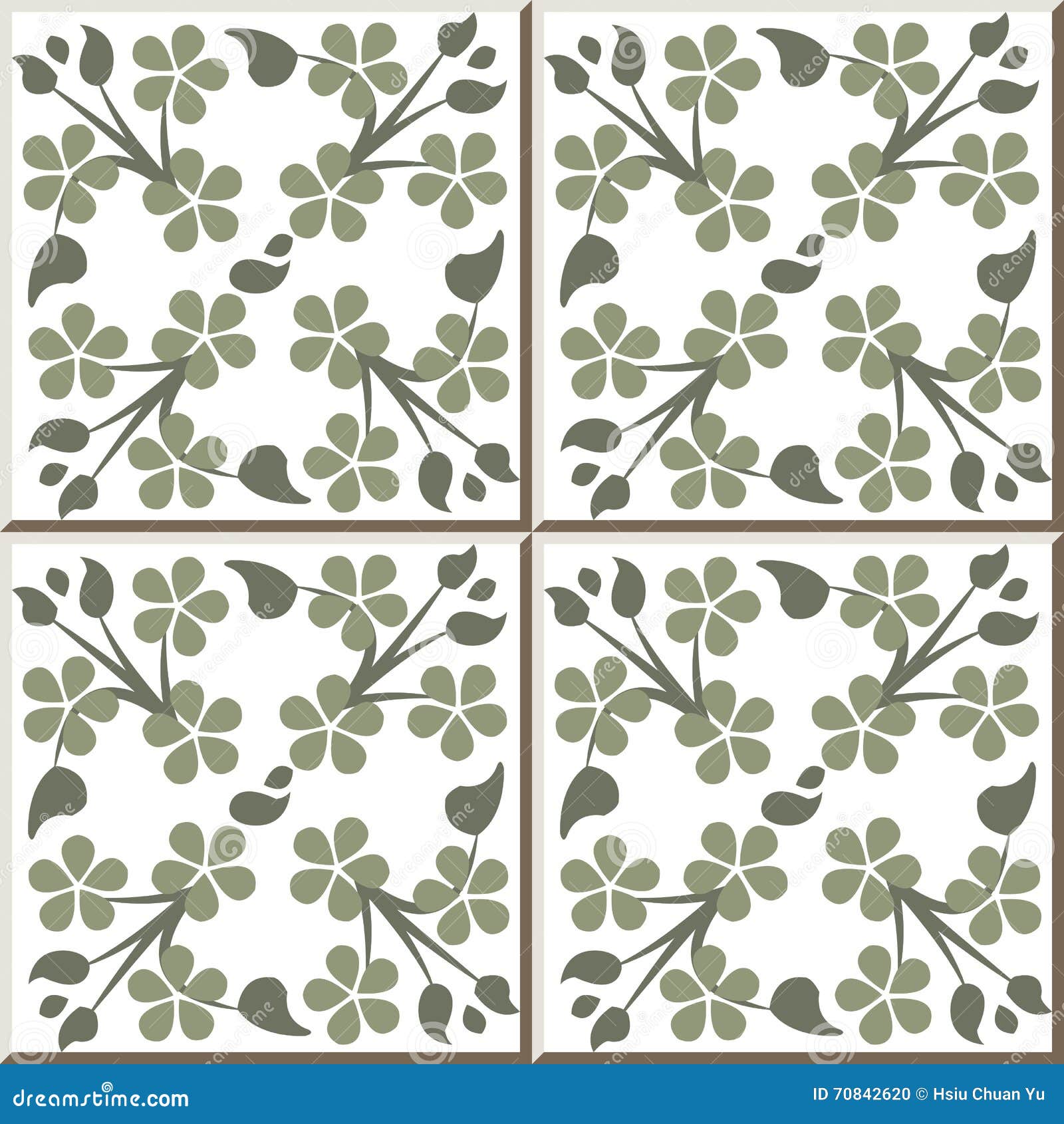 Ceramic Tile Pattern 311 Cross Clover Leaf Vine Stock Vector ...