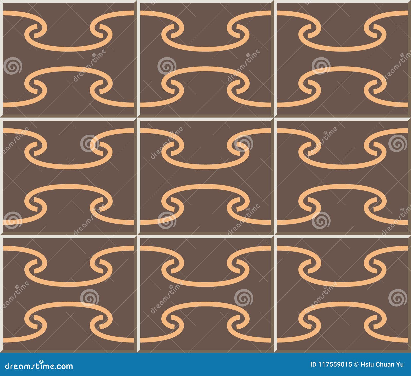 Ceramic Tile Pattern Curve Cross Spiral Frame Chain Stock Vector ...
