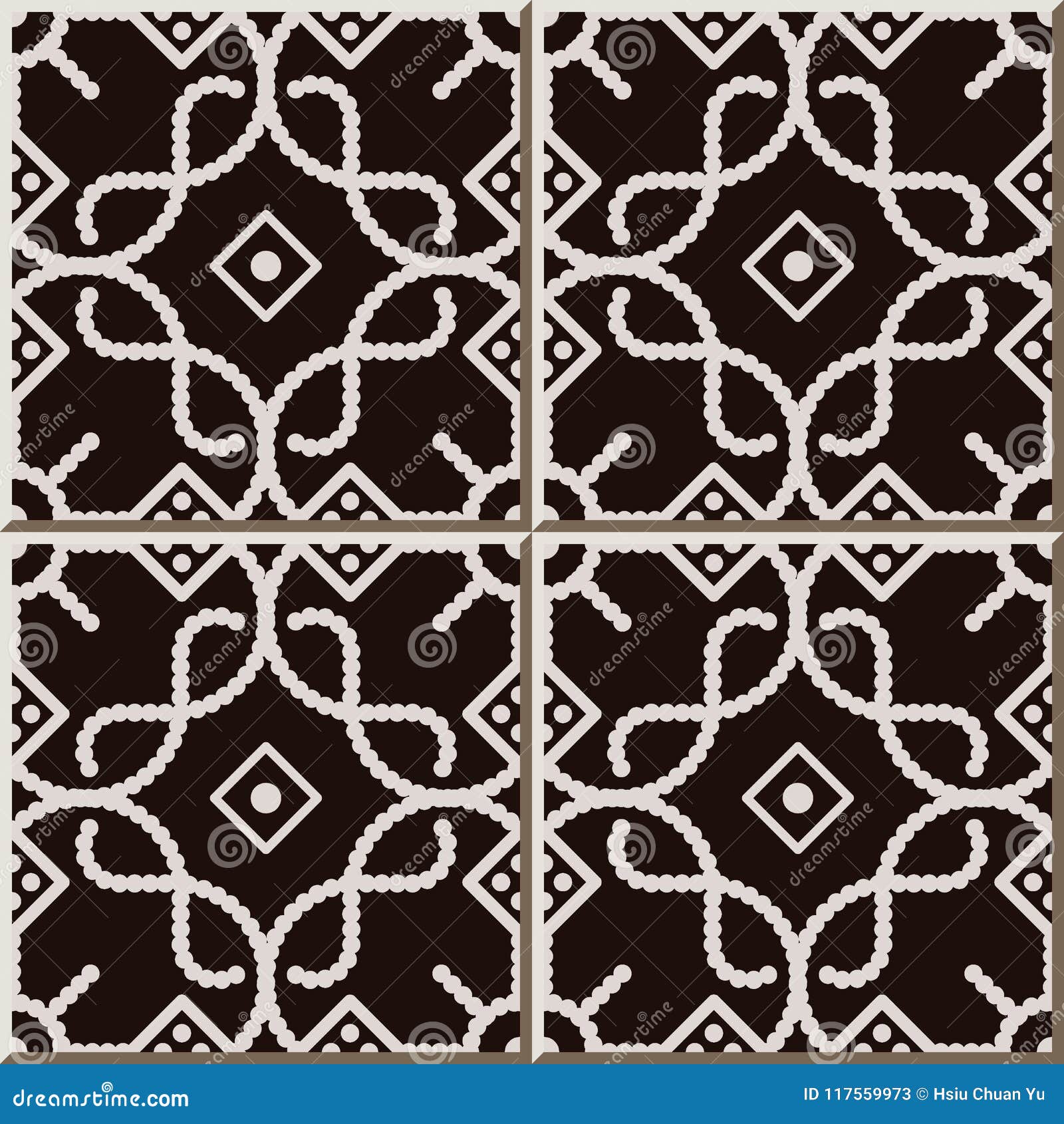 Ceramic Tile Pattern Curve Square Corner Cross Dot Line Frame Stock ...