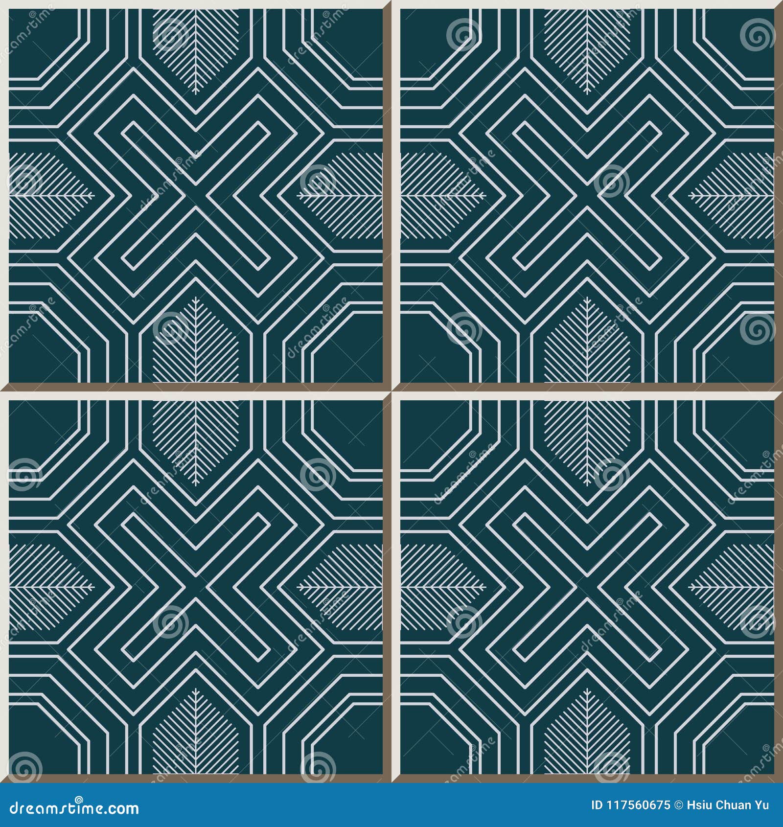 Ceramic Tile Pattern Polygon Cross Geometry Spiral Frame Line Stock ...