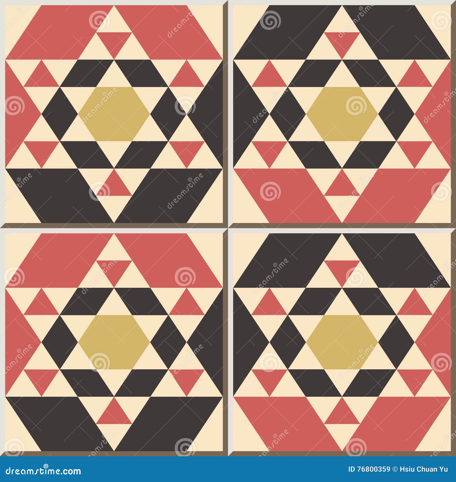 Ceramic Tile Pattern 418 Polygon Triangle Geometry Cross Stock Vector ...