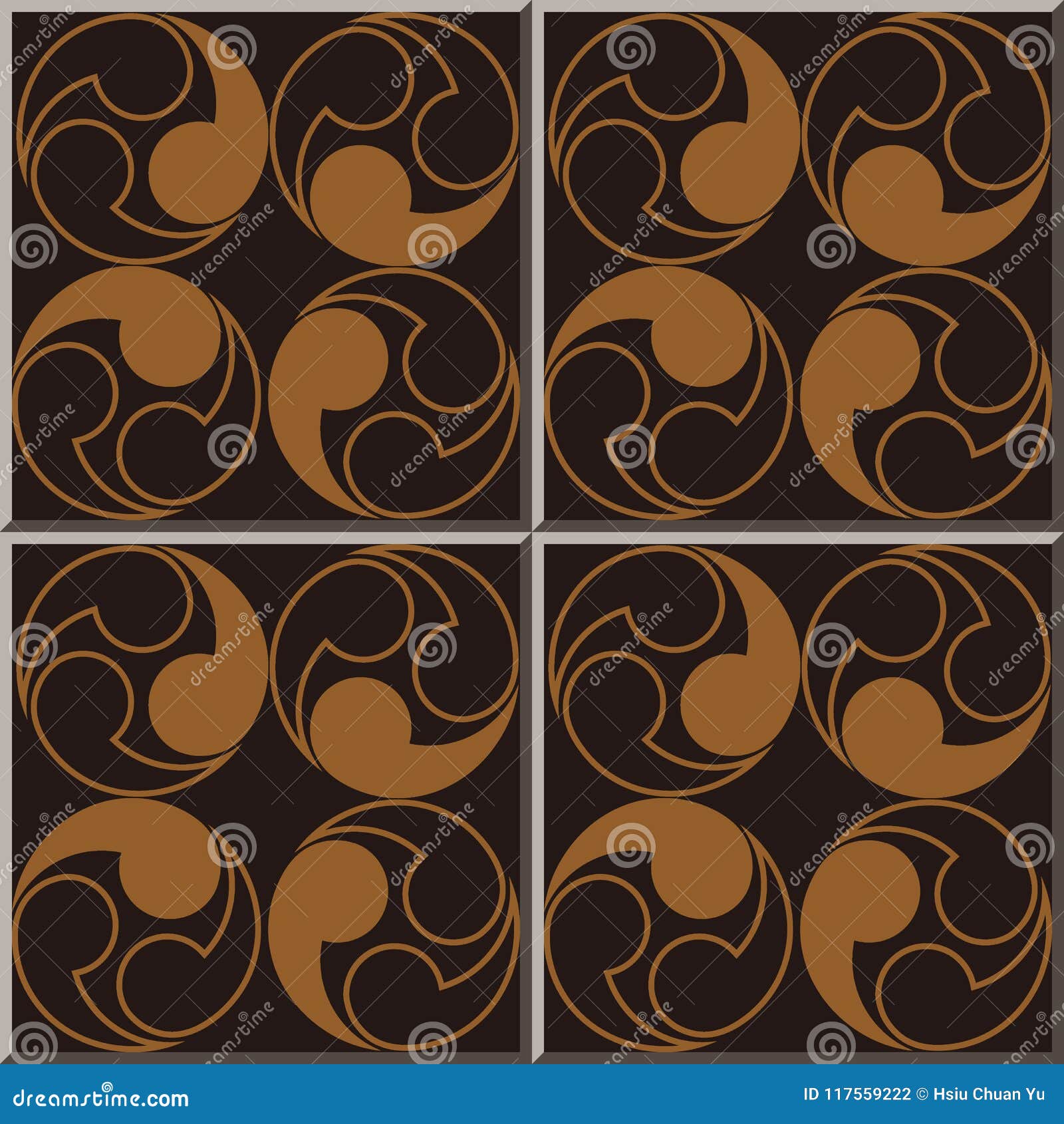 Ceramic Tile Pattern Spiral Round Vortex Geometry Stock Vector ...