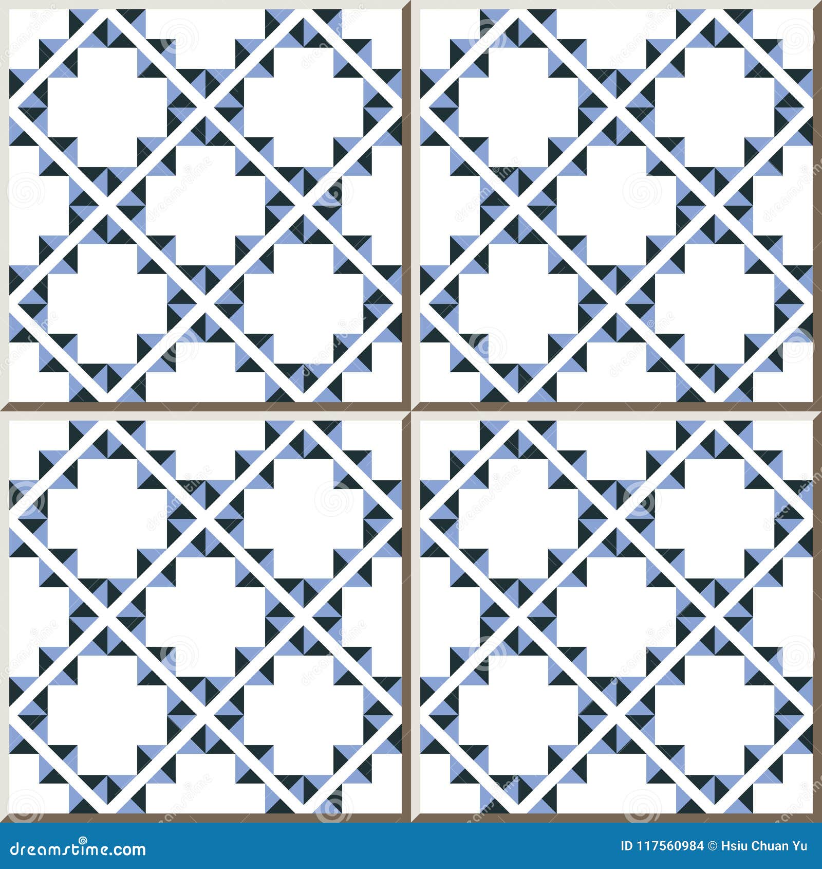 Ceramic Tile Pattern Triangle Check Cross Geometry Frame Stock Vector ...