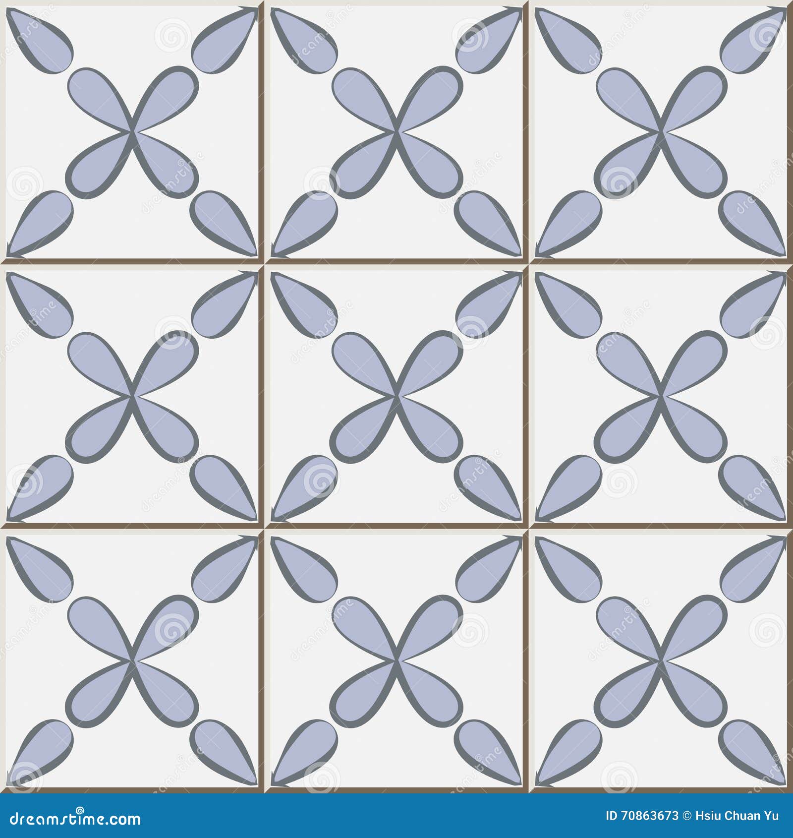 Ceramic Tile Pattern 354 Vintage Cross Blue Flower Stock Vector ...