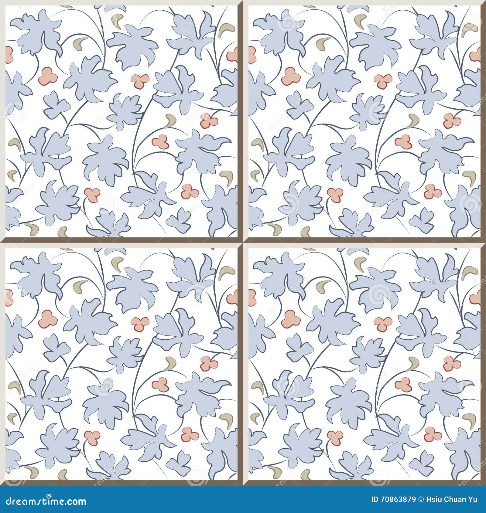 Ceramic Tile Pattern 366 Vintage Nature Leaf Vine Stock Vector ...