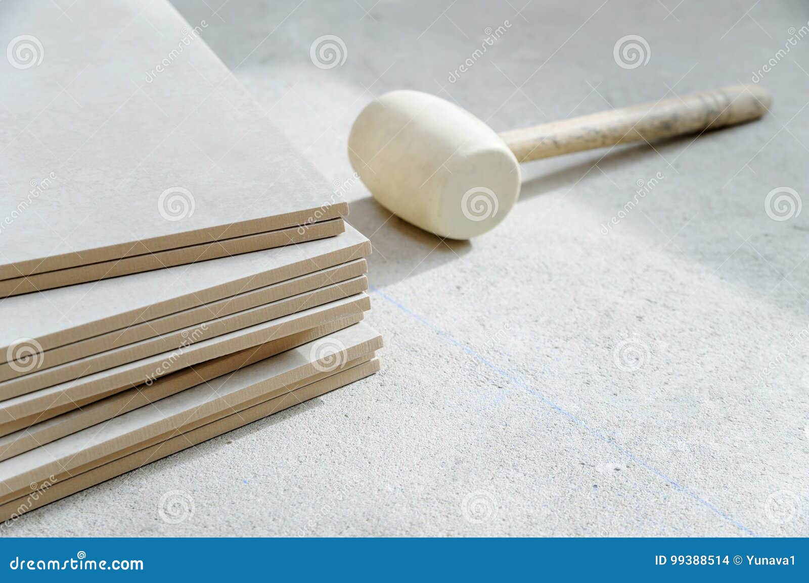 Ceramic Tile and Rubber Hammer. Stock Photo - Image of putting, floor ...