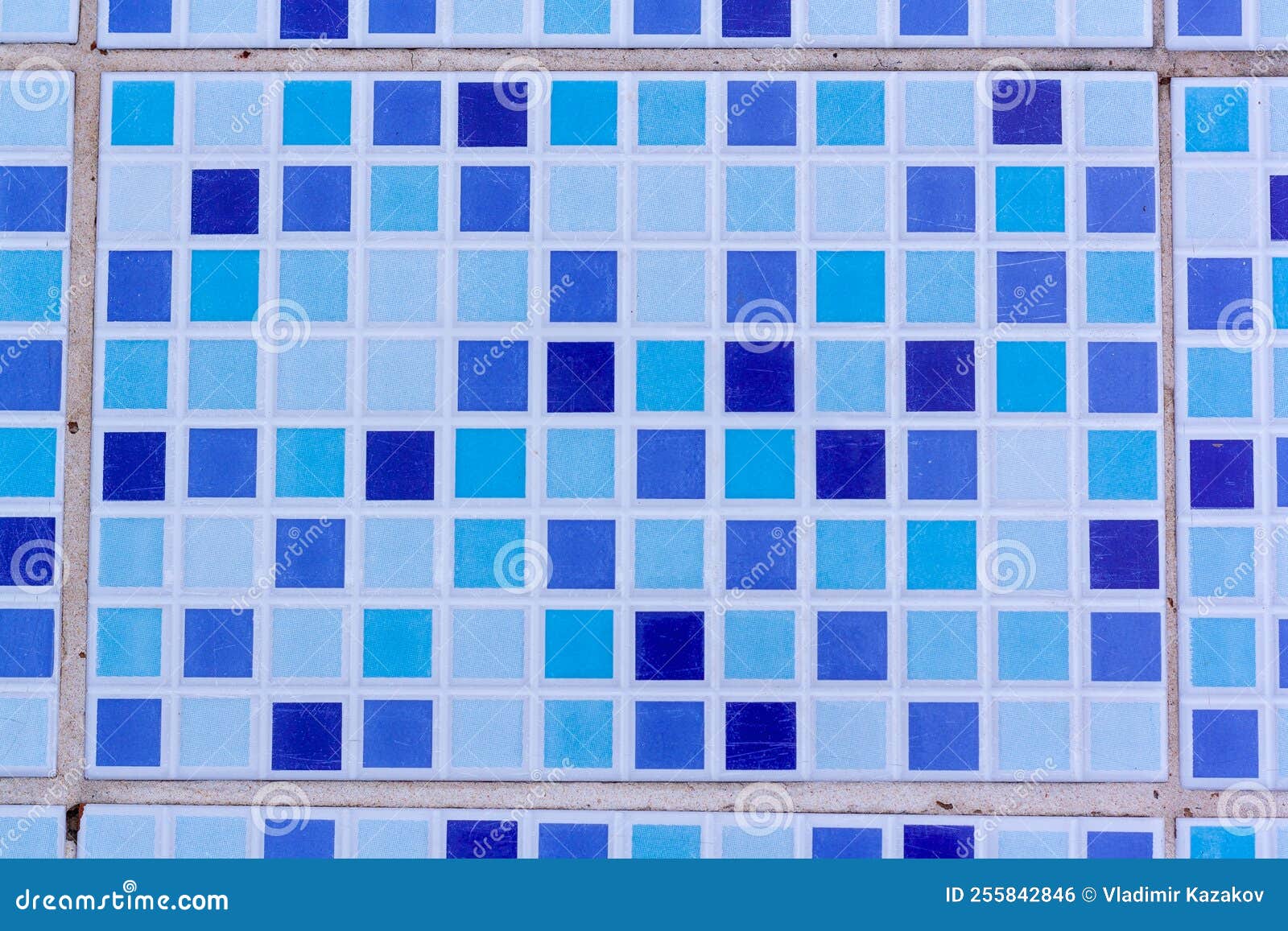 Ceramic Tiles on Bottom of Pool in Blue Colors. Horizontal Stock Photo ...