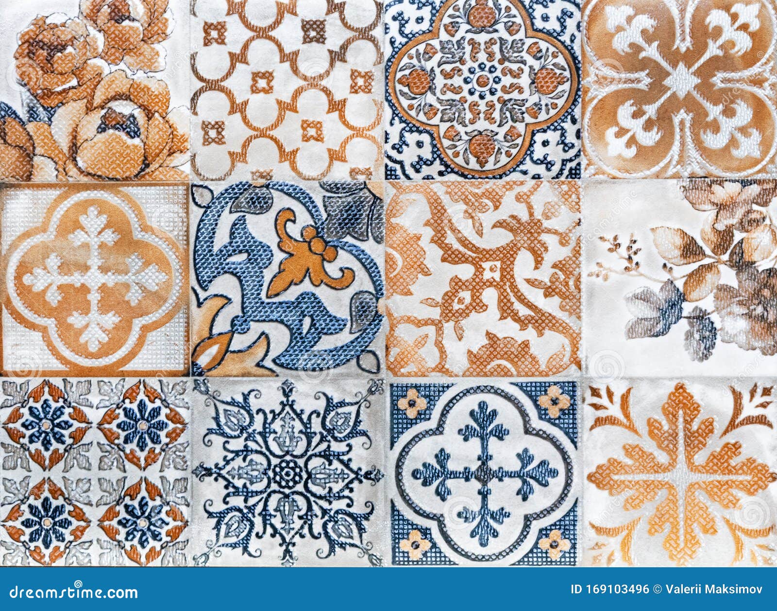 Ceramic Tiles with Bright Patterns. Porcelain Tile with a Multi-colored ...