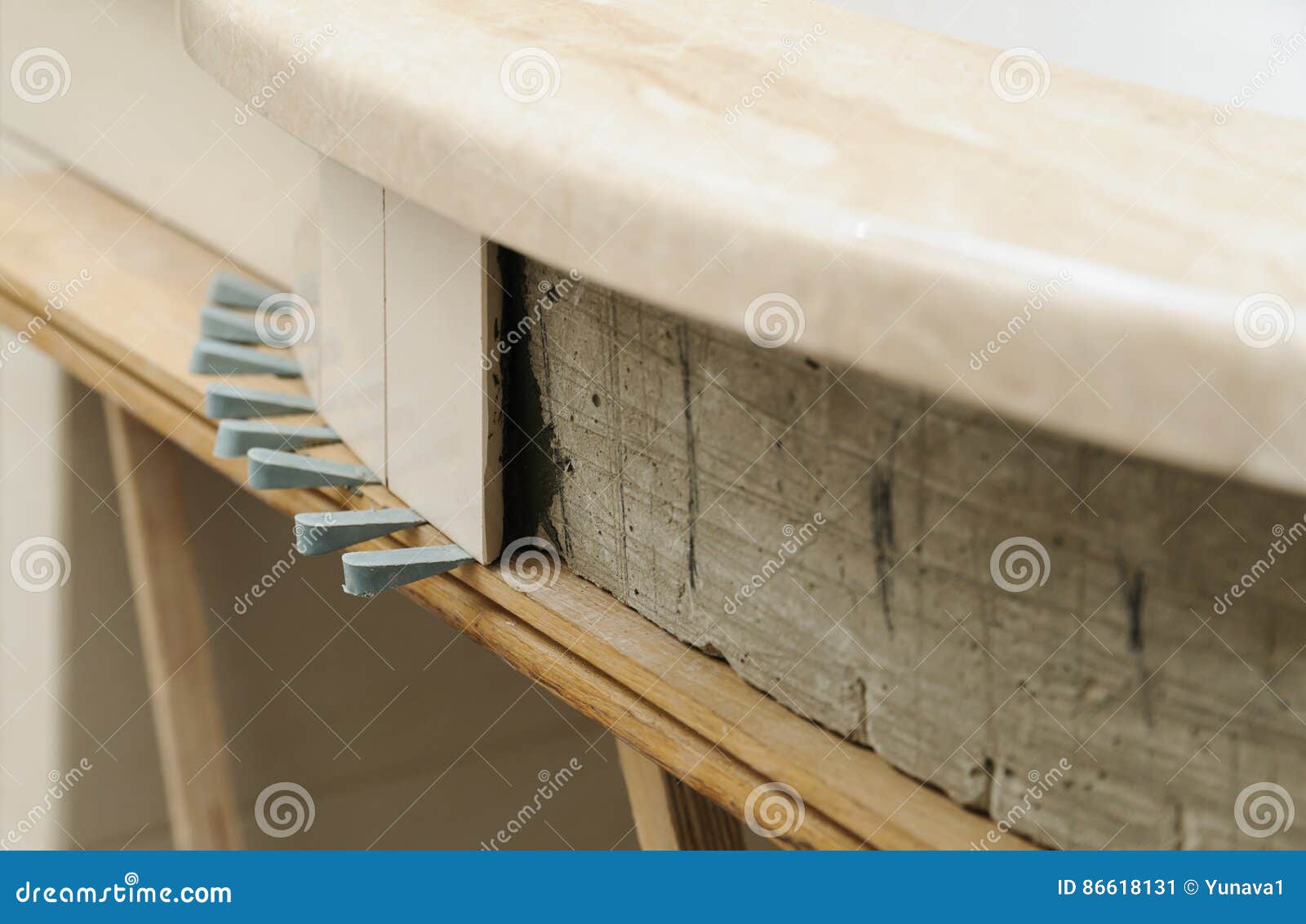 Ceramic Tiles Installed on the Curved Wall. Stock Image - Image of ...