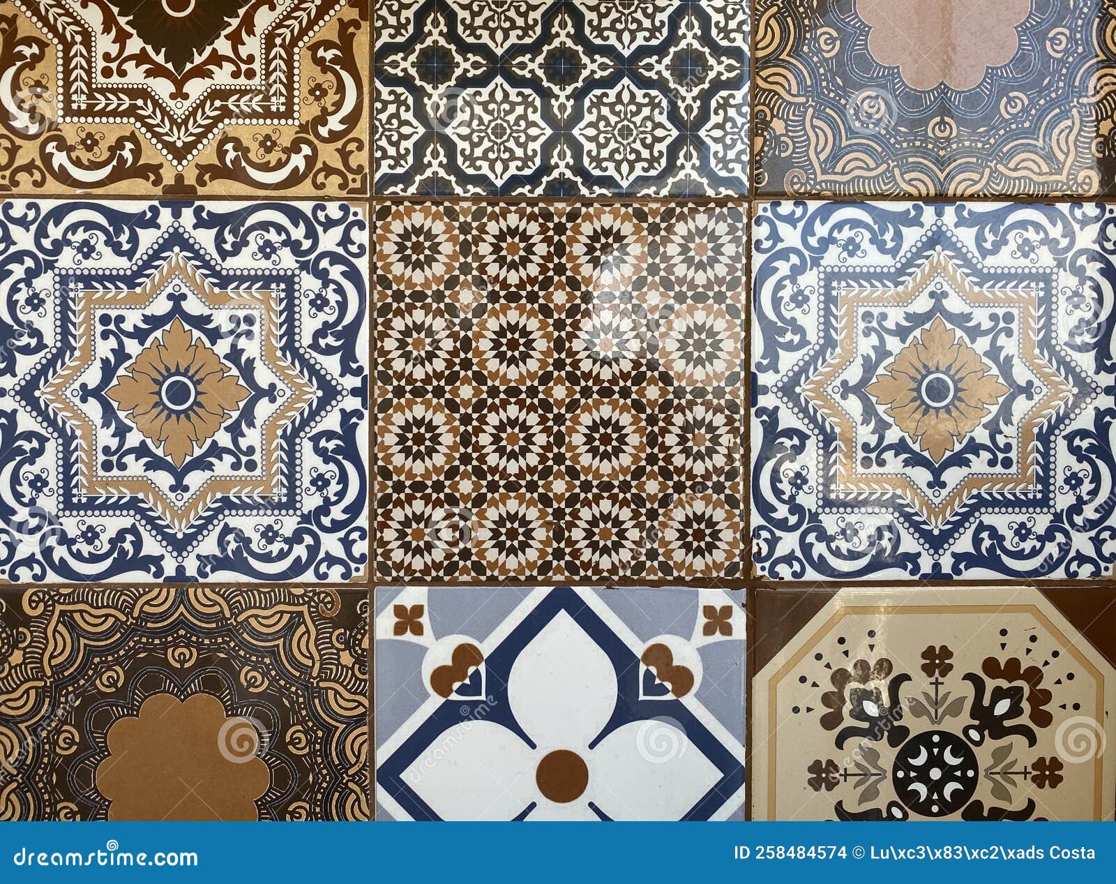 Ceramic tiles patterns stock photo. Image of collage - 258484574