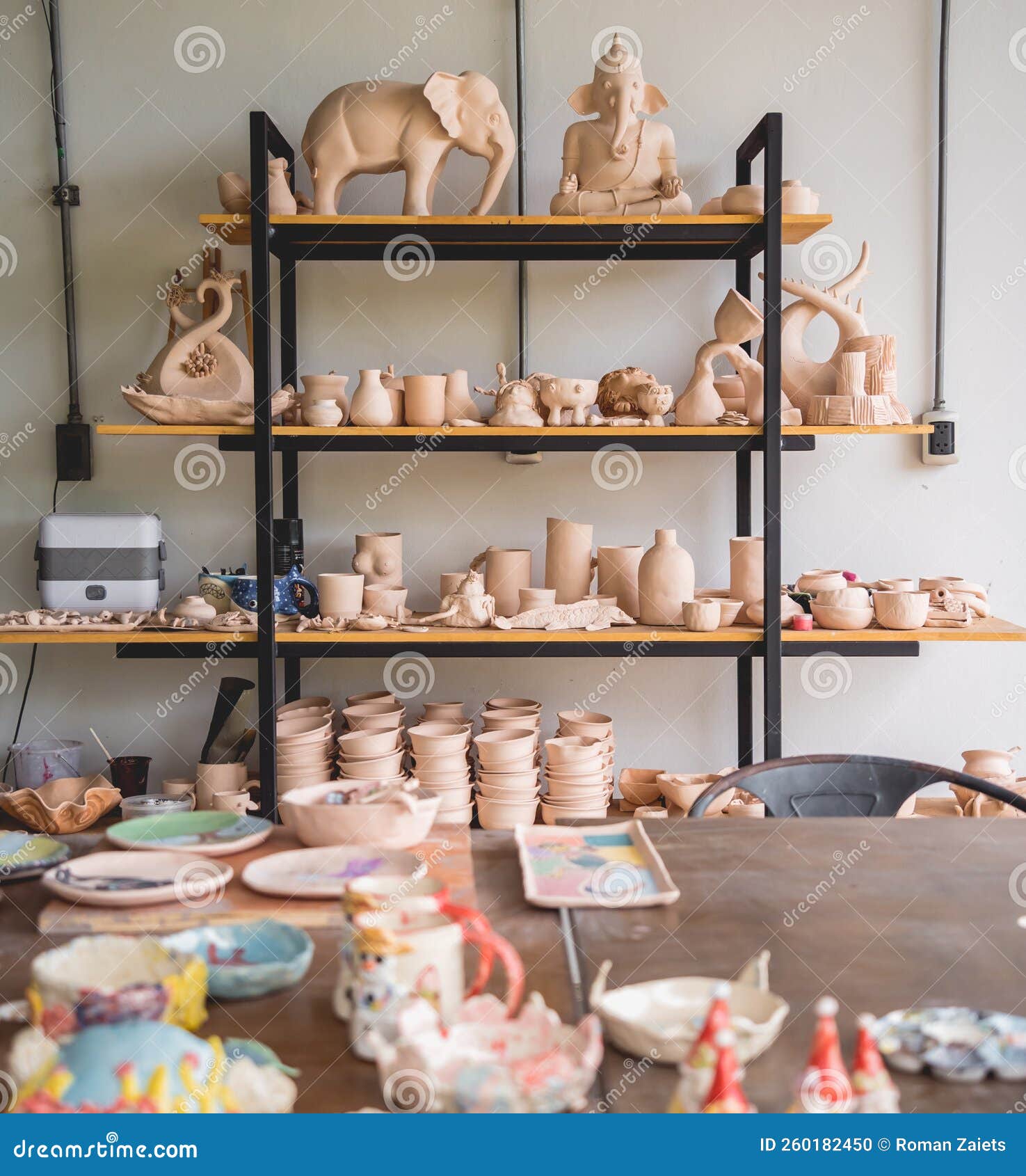 Ceramic Toys on the Shelves for Sale at the Workshop Stock Photo ...
