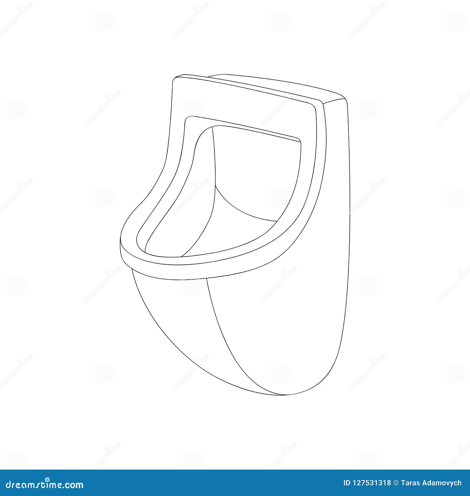 Ceramic Urinal In Male Toilet Front And Side View Cartoon Vector ...