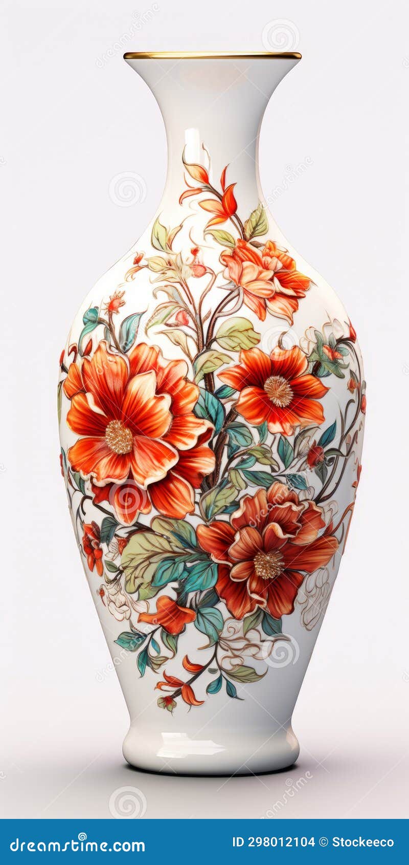 Exquisite Floral Vase with Hyperrealistic Flower Patterns Stock ...