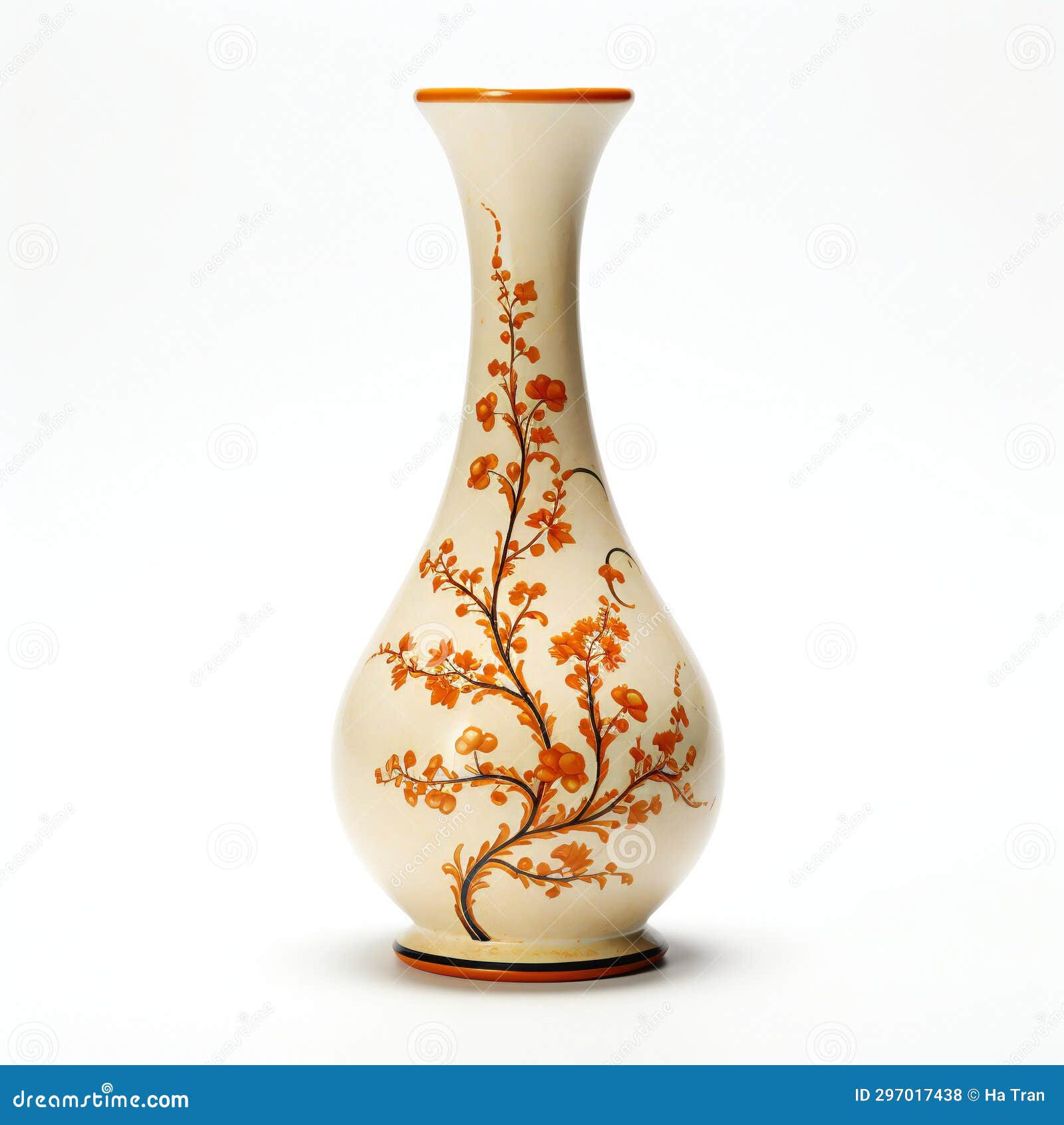 Ceramic Vase with Floral Pattern on a White Background, Isolated Stock ...