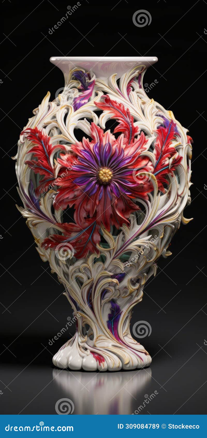 Etruscan Art Ceramic Vase with Floral Pattern and Glitters Stock ...