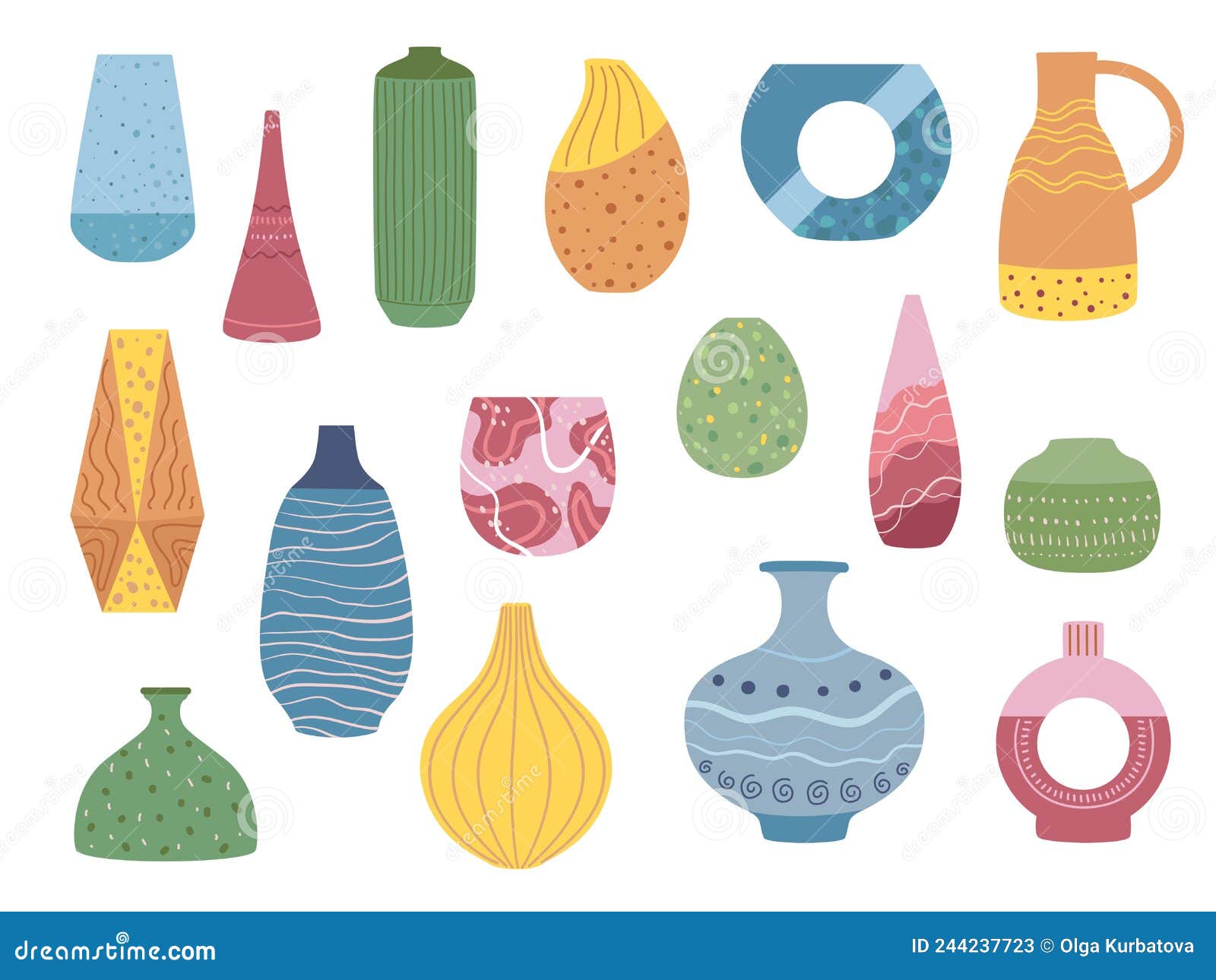 Modern Pottery. Collection Of Various Contemporary Ceramic Vases, Bowl ...