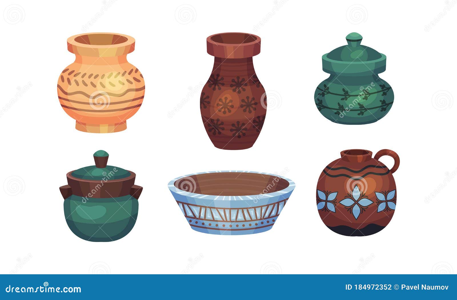 Ceramic Vessels and Containers for Interior and Kitchen Use Vector Set ...
