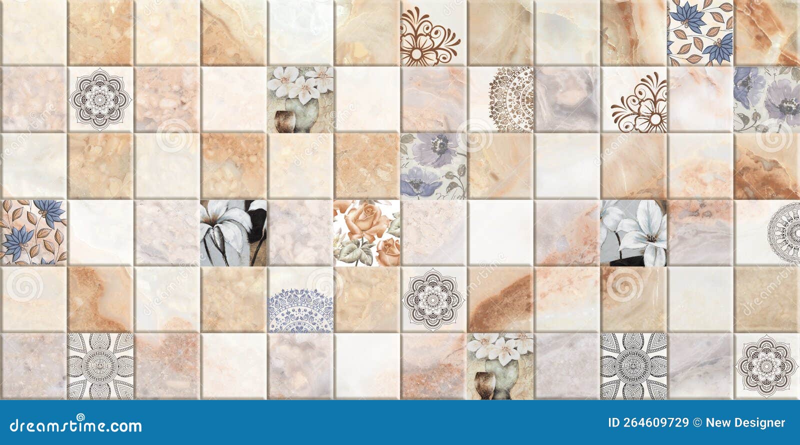 Ceramic Wall Tile Decor with Multi Color Continuous Joint Design. Also ...