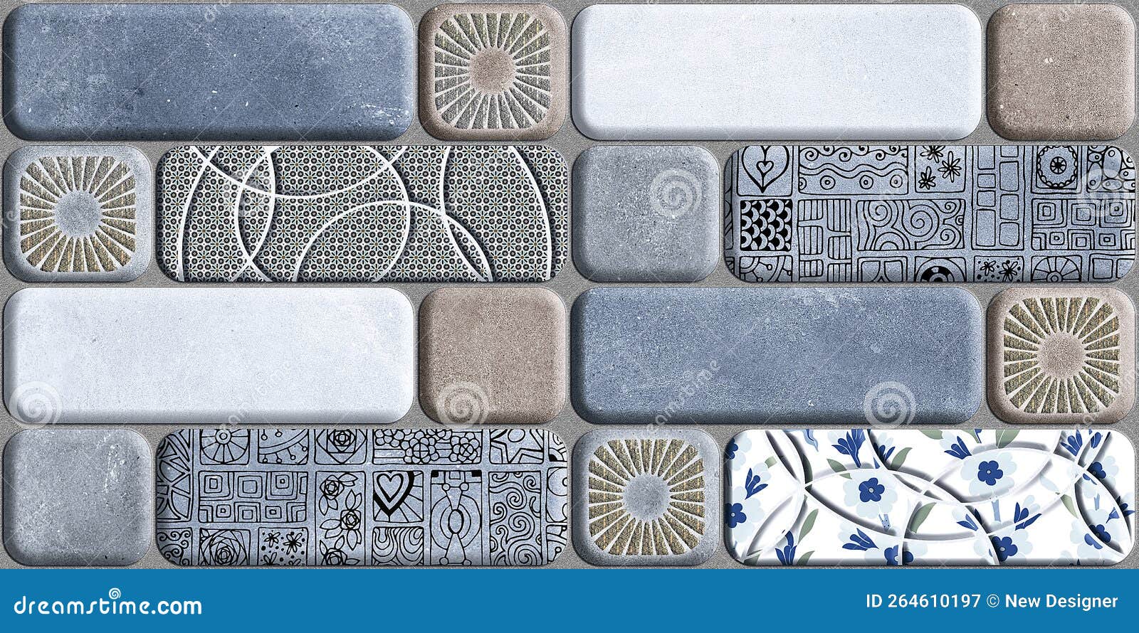 Ceramic Wall Tile Decor with Multi Color Continuous Joint Design. Also ...